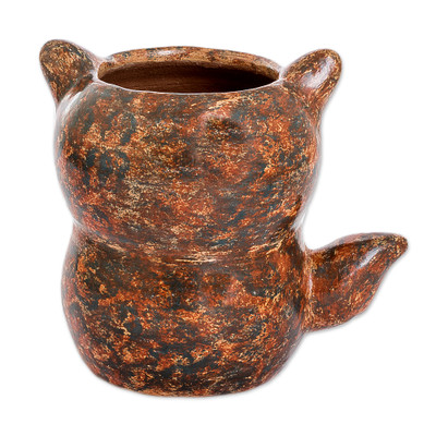 Handcrafted Ceramic Fox Vase with Hand-Painted Details - Adorable ...