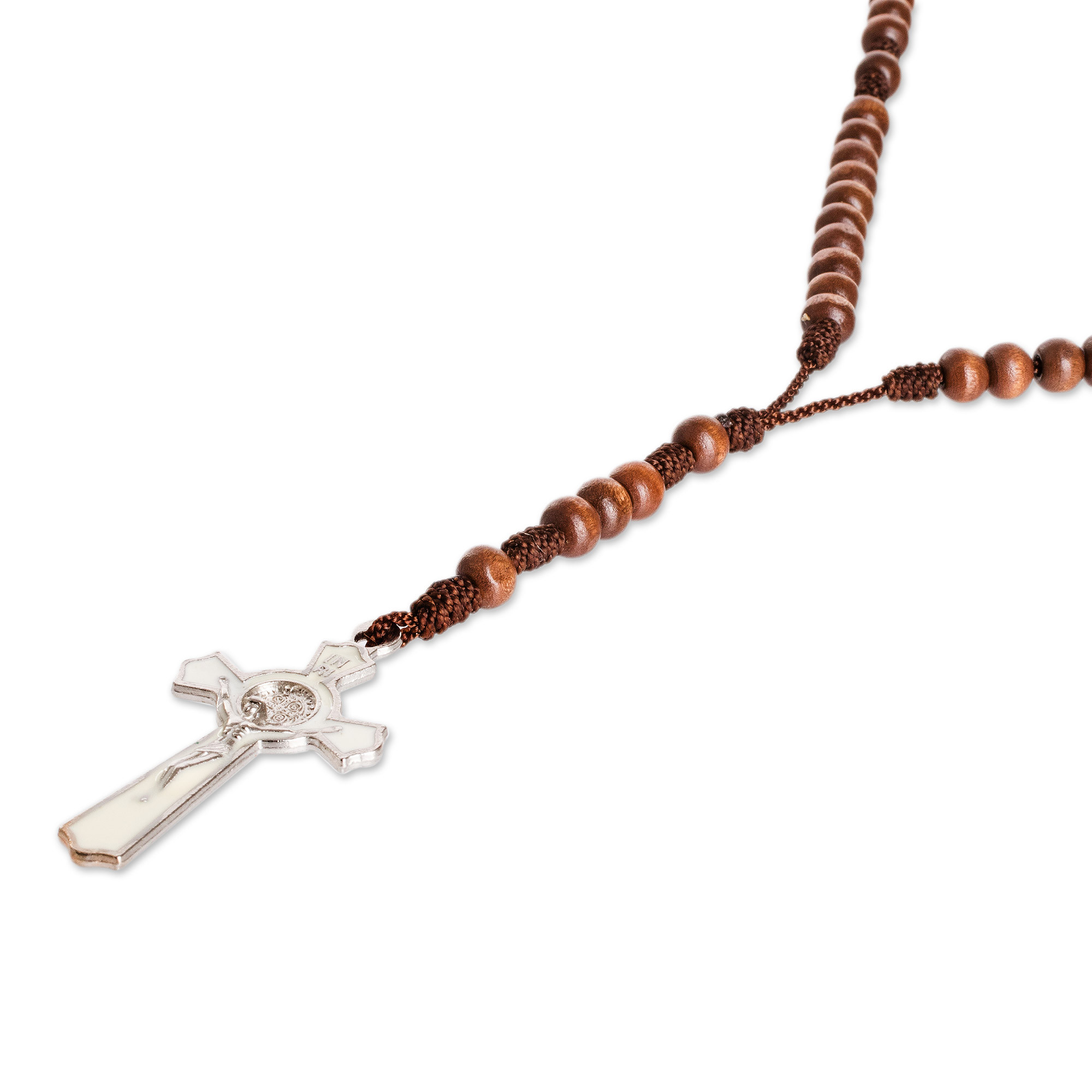 Costa Rican Handmade Wood and Pewter Rosary Pendant Necklace - Peace ...