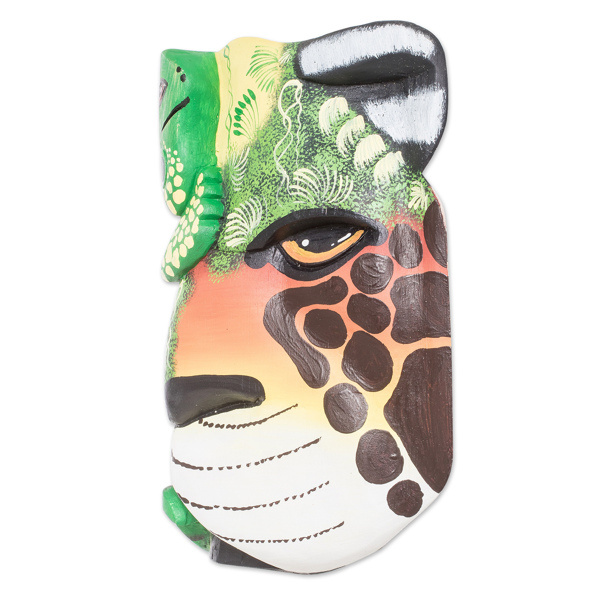 Costa Rican Traditional Balsa Wood Mask of Jaguar & Iguana - Boruca ...