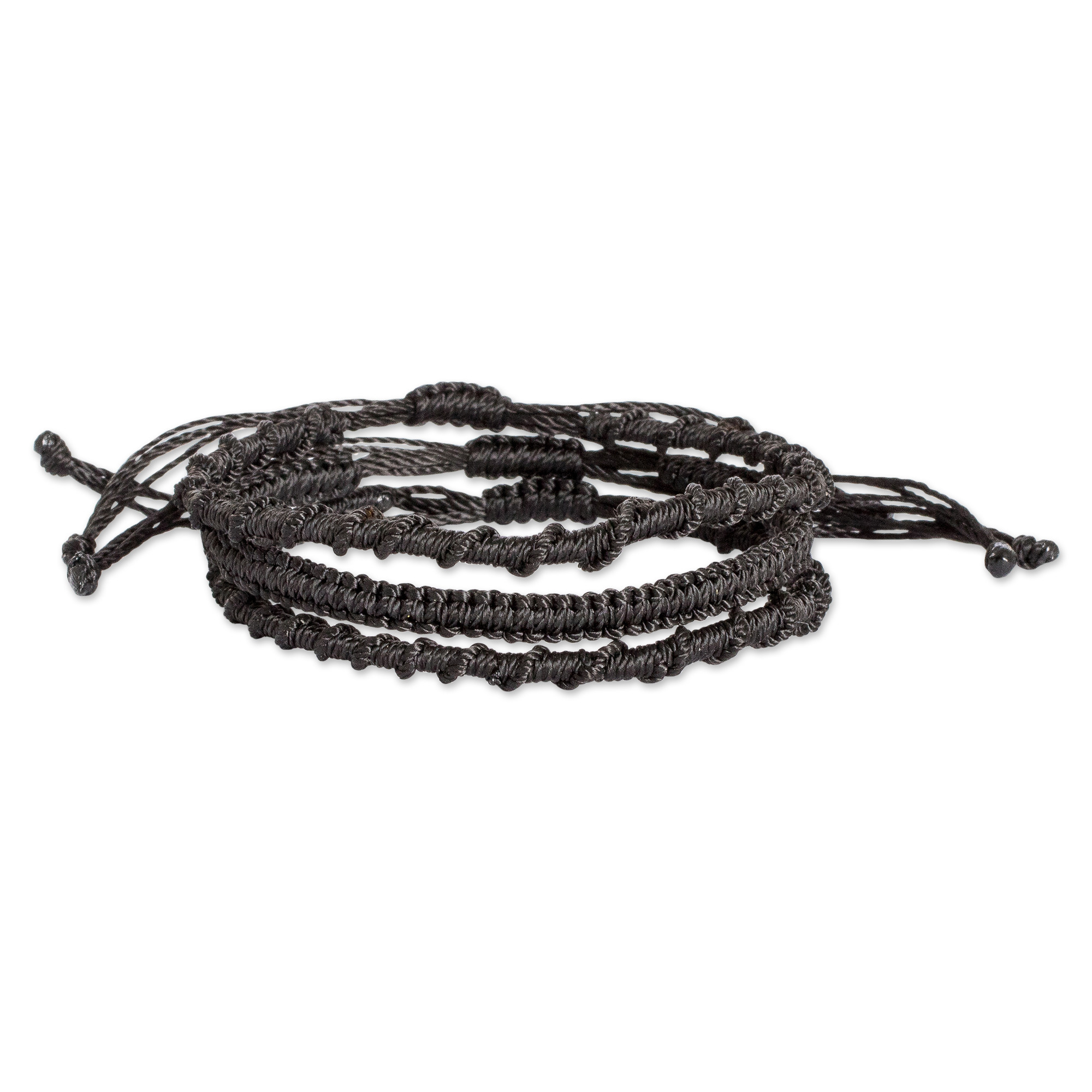 Set of 3 Black Macrame Friendship Bracelets from El Salvador ...