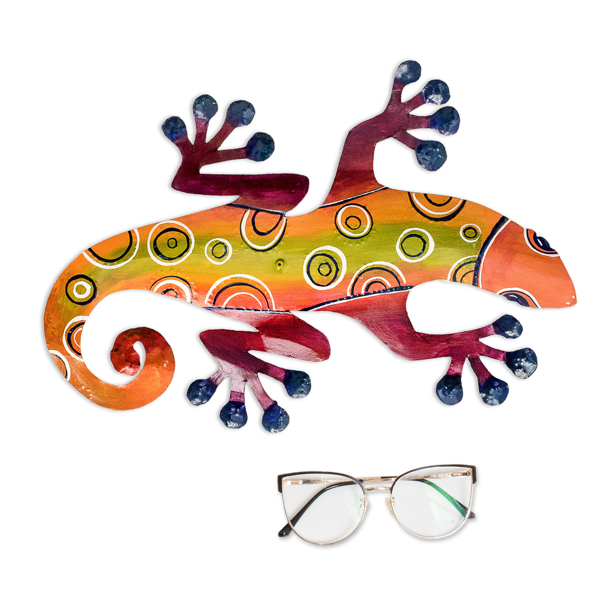 Hand-Painted Tropical Lizard Steel Wall Art from El Salvador - Festive ...