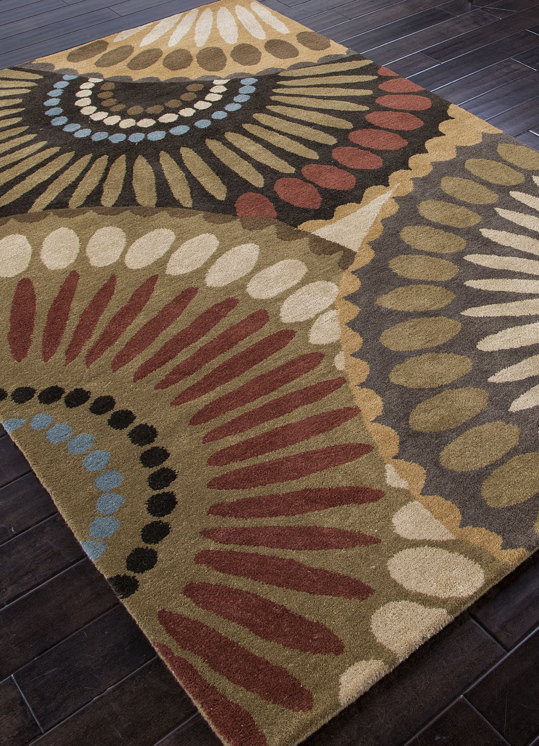 Hand-Tufted Medallion Pattern Wool Brown/Multi Area Rug - Sunflowers ...