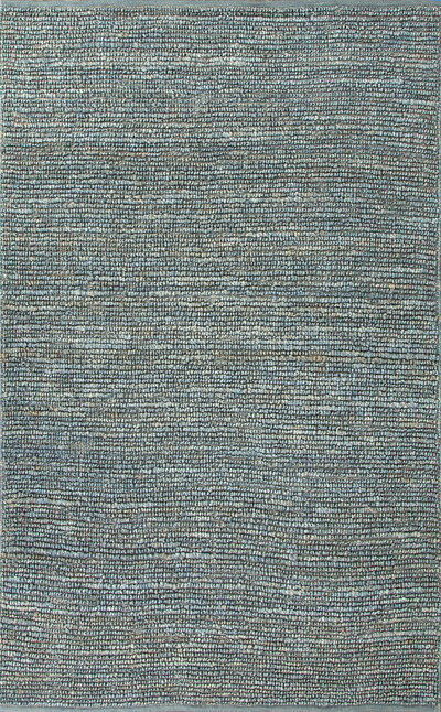 Natural Solid Blue Jute Area Rug - Azure Loop | NOVICA