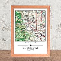 Mapa enmarcado de 'tu casa' - Tu centro de origen | NOVICA España