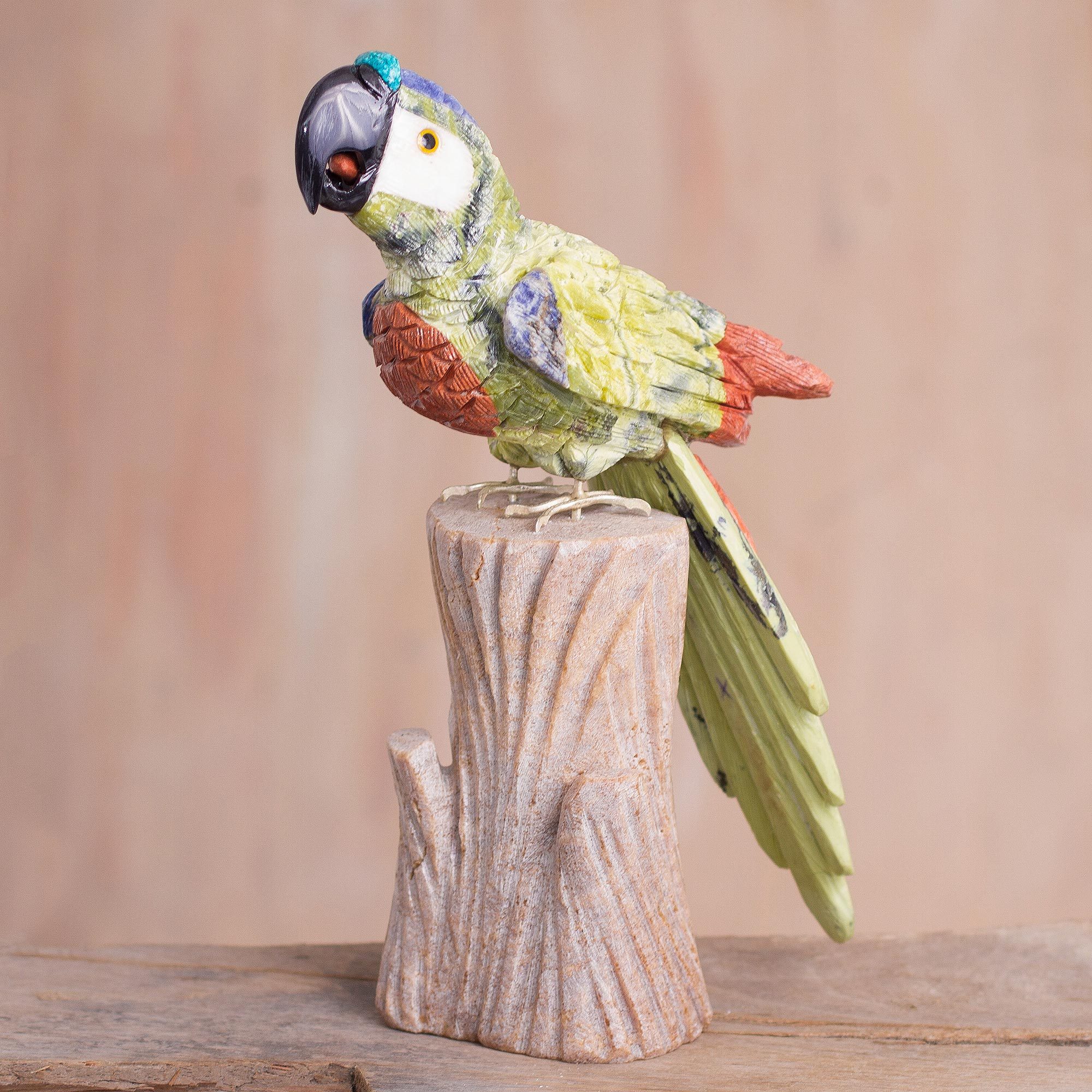 UNICEF Market | Gemstone Parrot Sculpture - Chromatic Singer