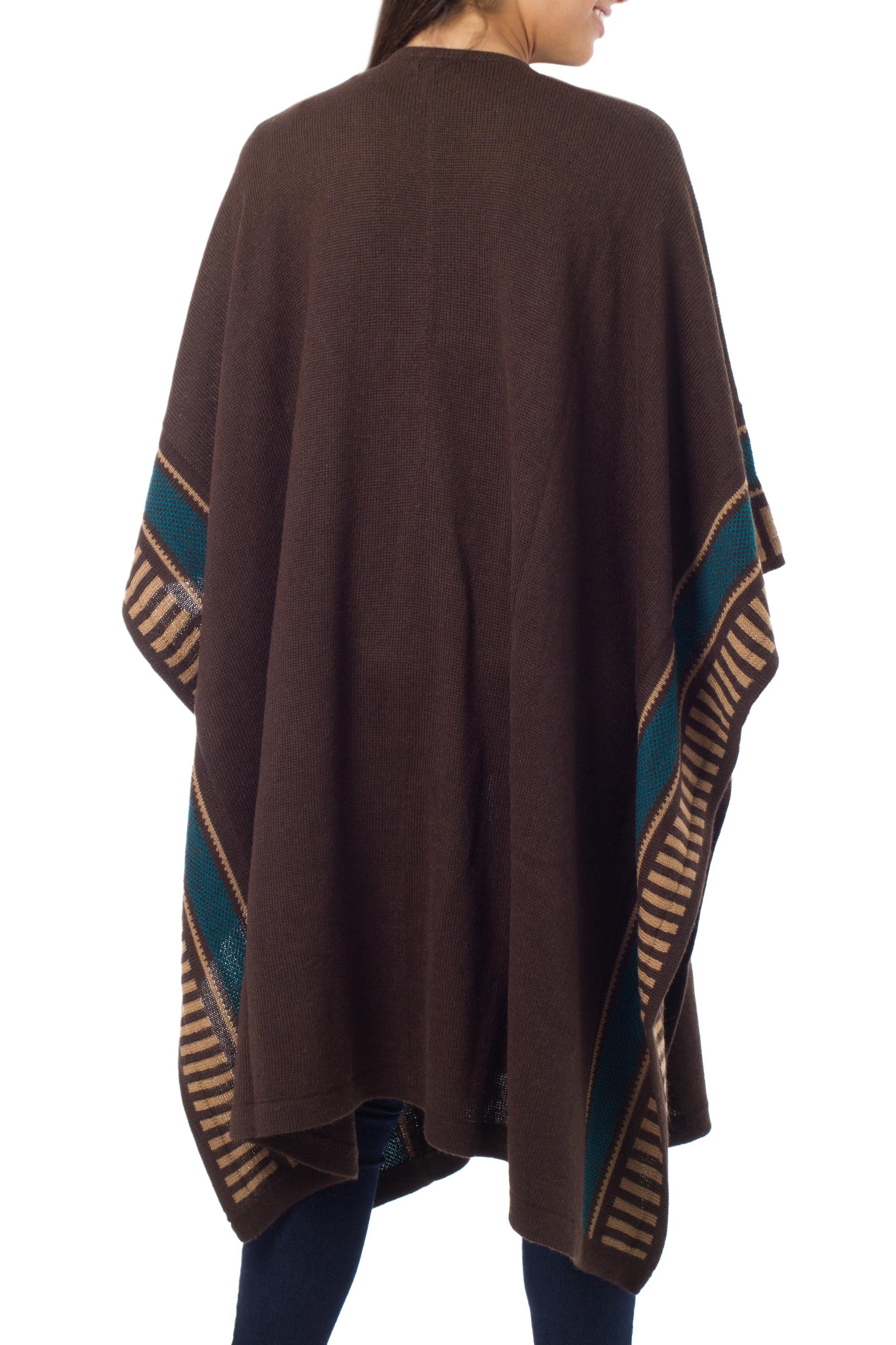 UNICEF Market | Alpaca Blend Ruana Wool Blend Cloak - Mountain Sky