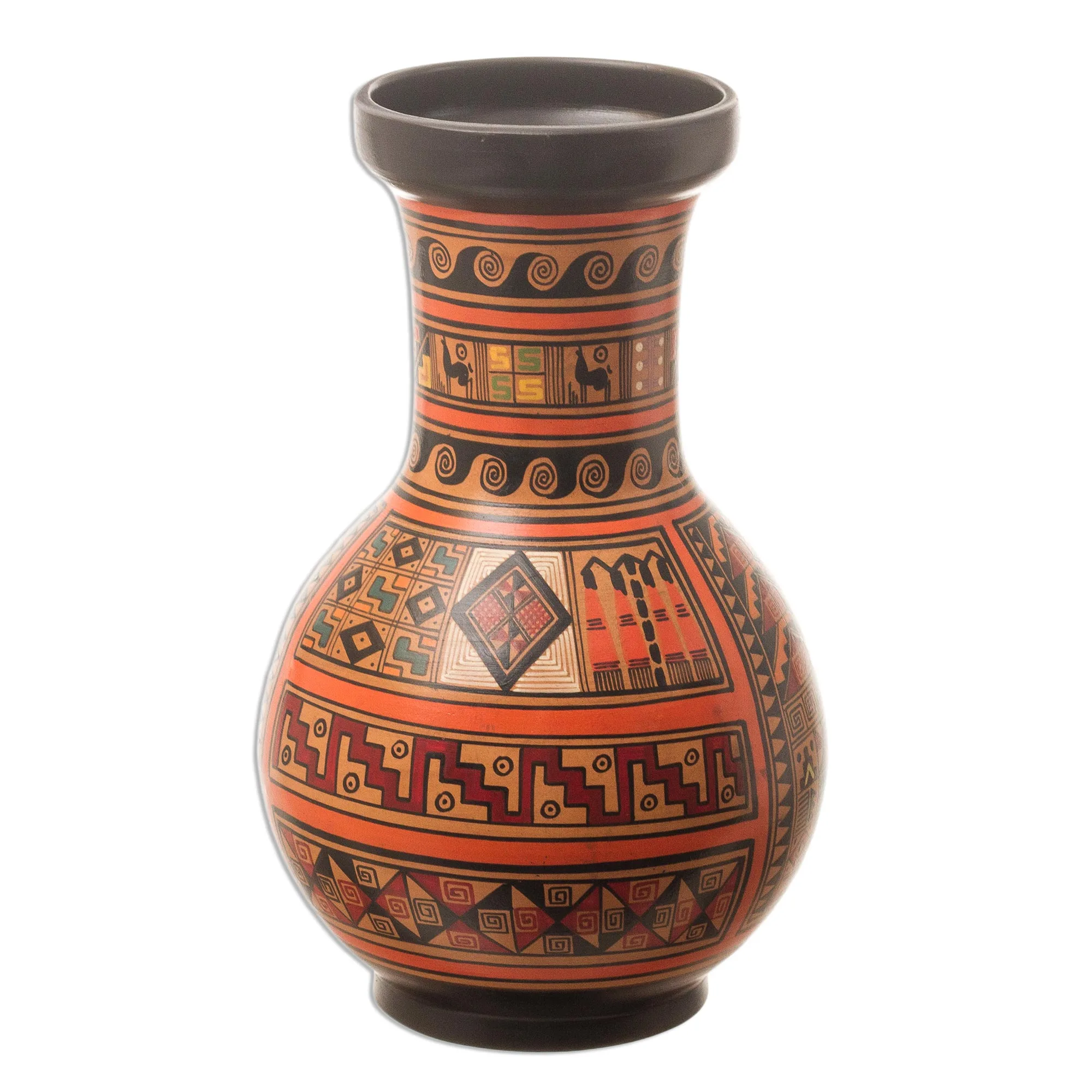 Cuzco Inca Style Ceramic Vase - Moon Rites | NOVICA