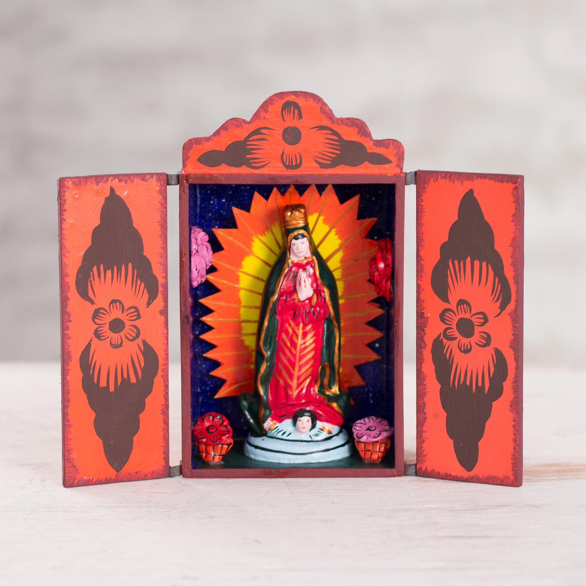 Religious Retablo Sculpture Handamade in Peru - Virgin of Guadalupe ...