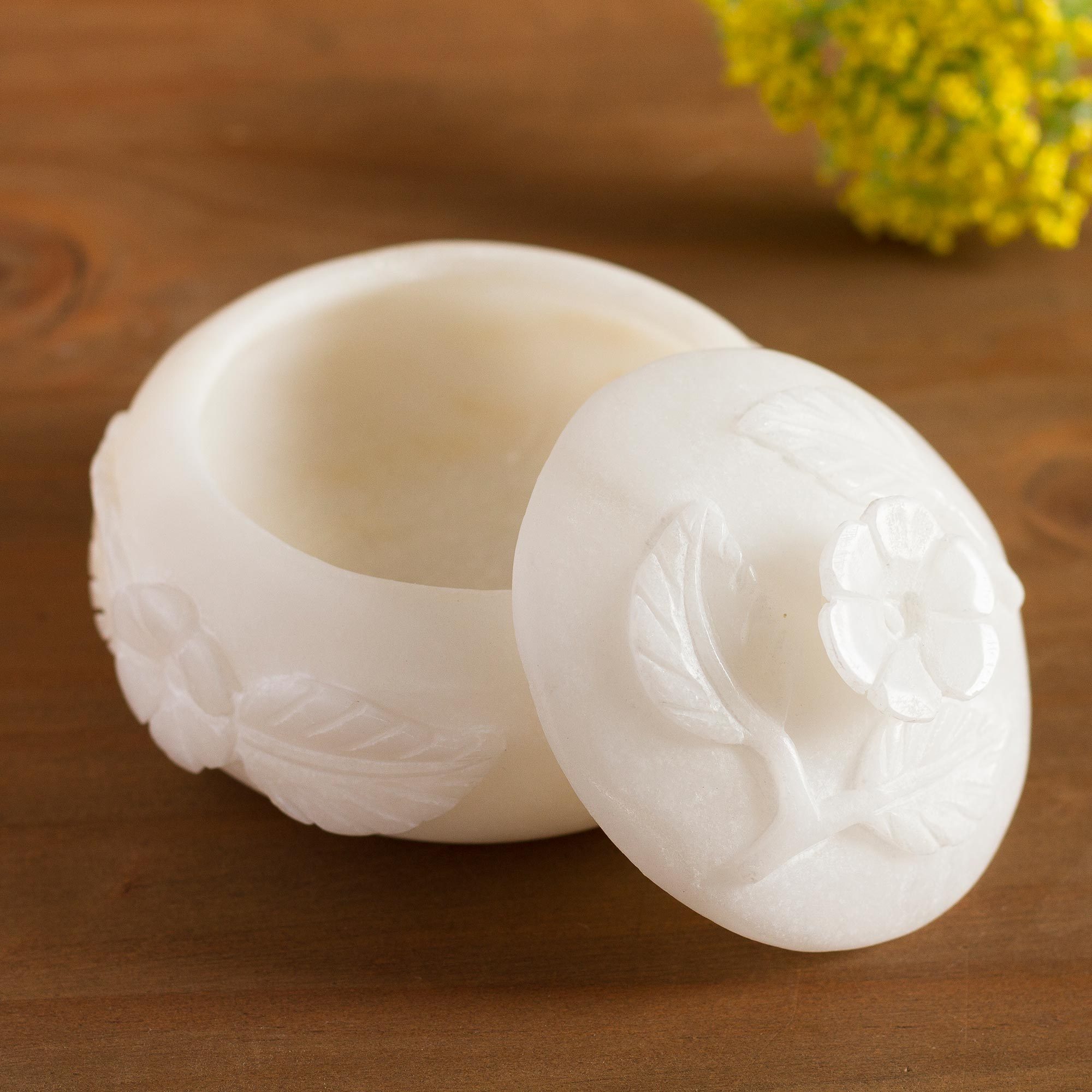 UNICEF Market | Handcrafted Round White Stone Jewelry Box from Peru ...
