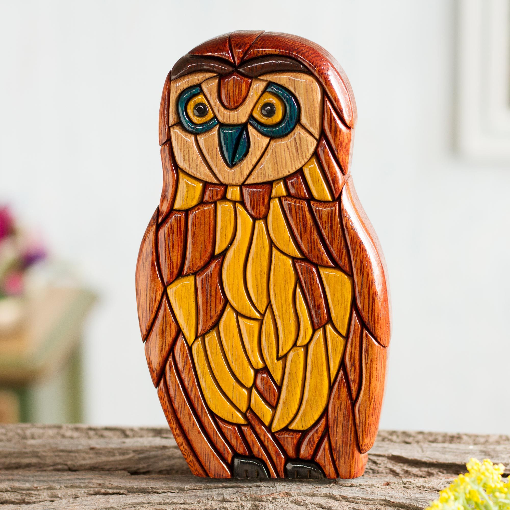 Peruvian Hand Carved Owl Sculpture - Wise Owl | NOVICA