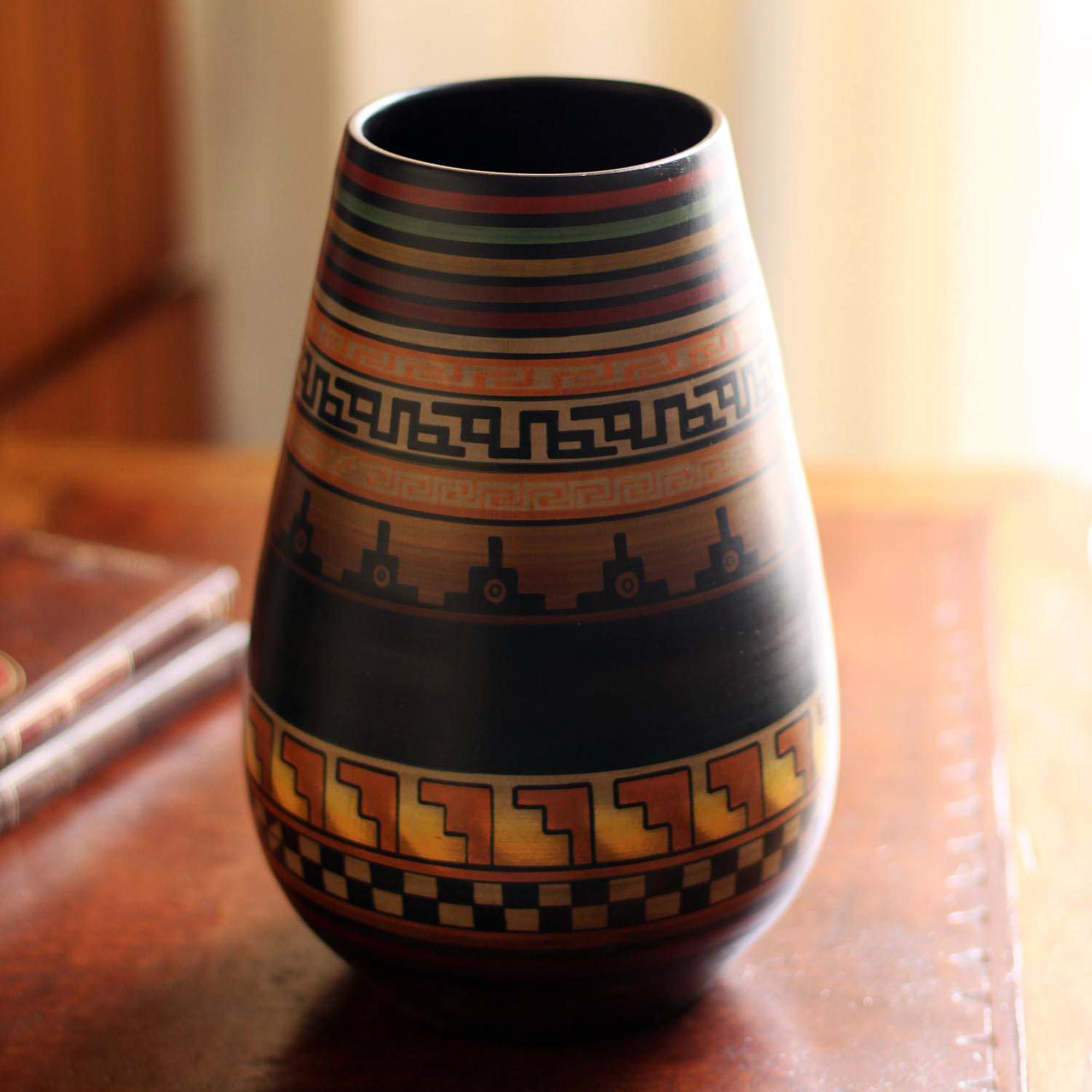 Ceramic Inca Style Vase - Inca Dawn | NOVICA