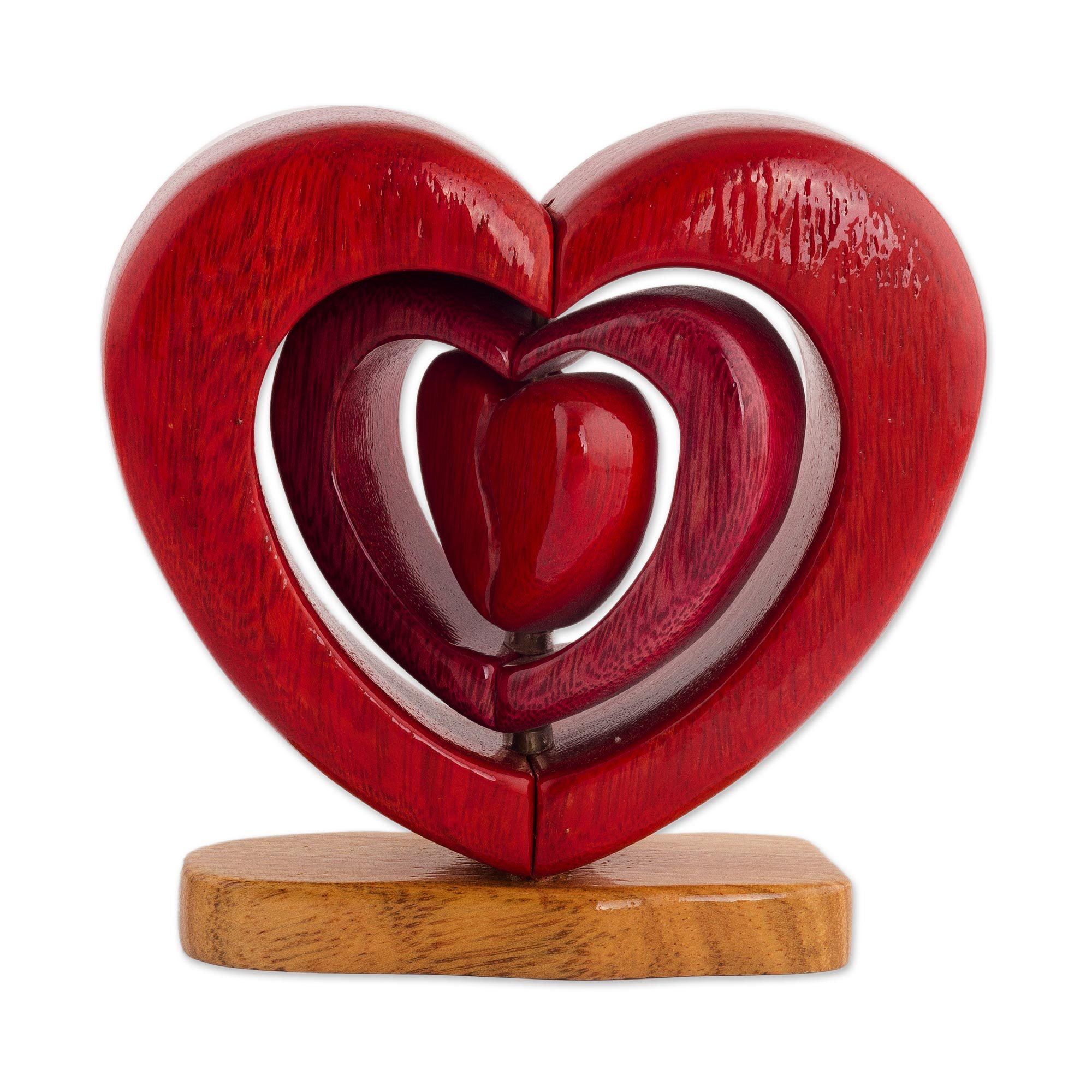 Artisan Crafted Women's Heart Shaped Folk Art Sculpture - Heart Trio ...