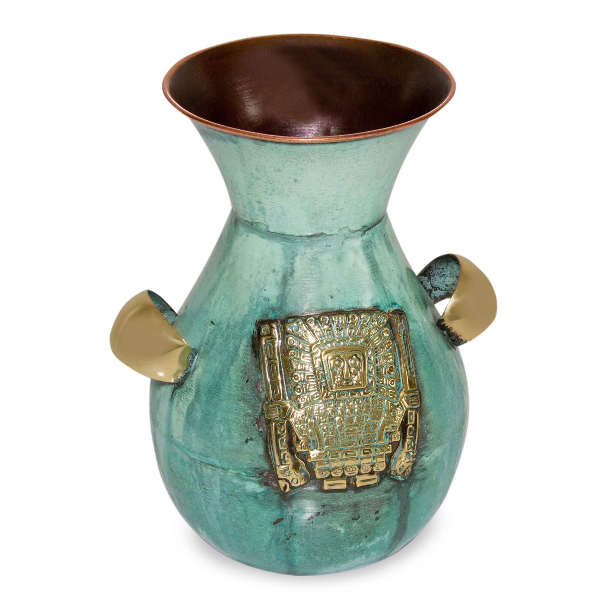 Unique Inca Bronze Copper Decorative Vase - Inca Blade and Wiracocha ...