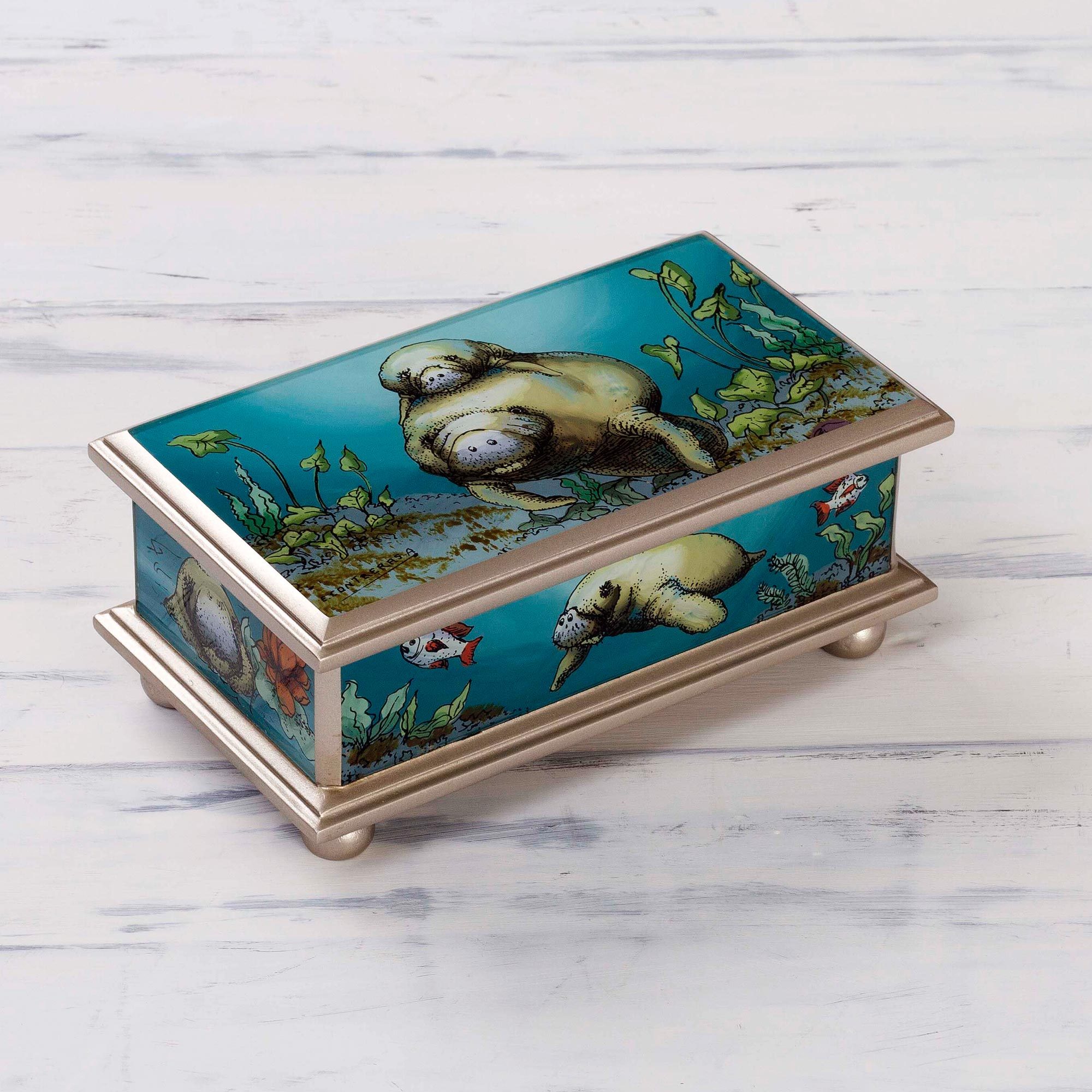 UNICEF Market | Reverse Painted Glass Jewelry Box with Silver Trim ...