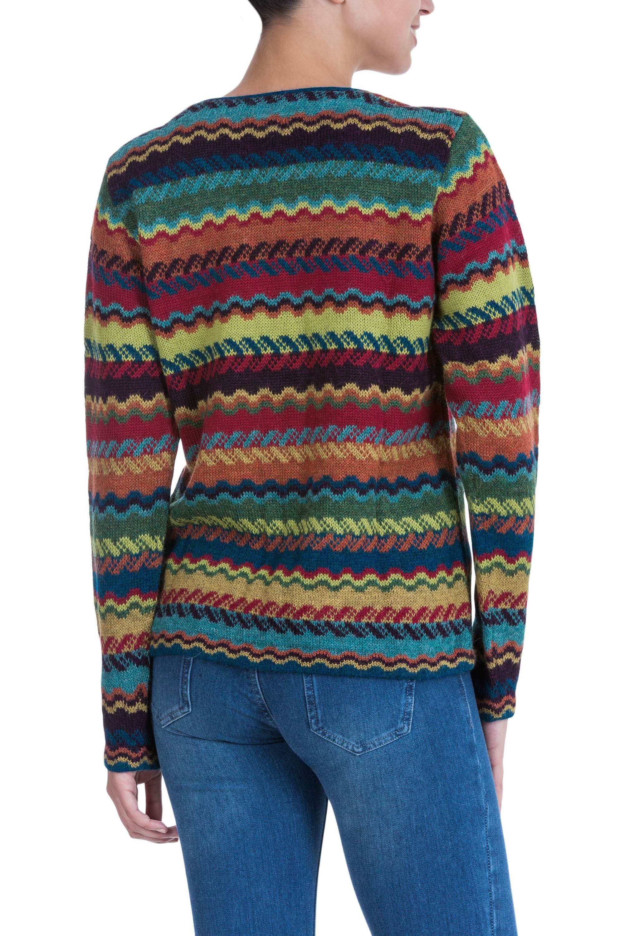 UNICEF Market | Brightly Patterned Alpaca Cardigan from Peru - The ...