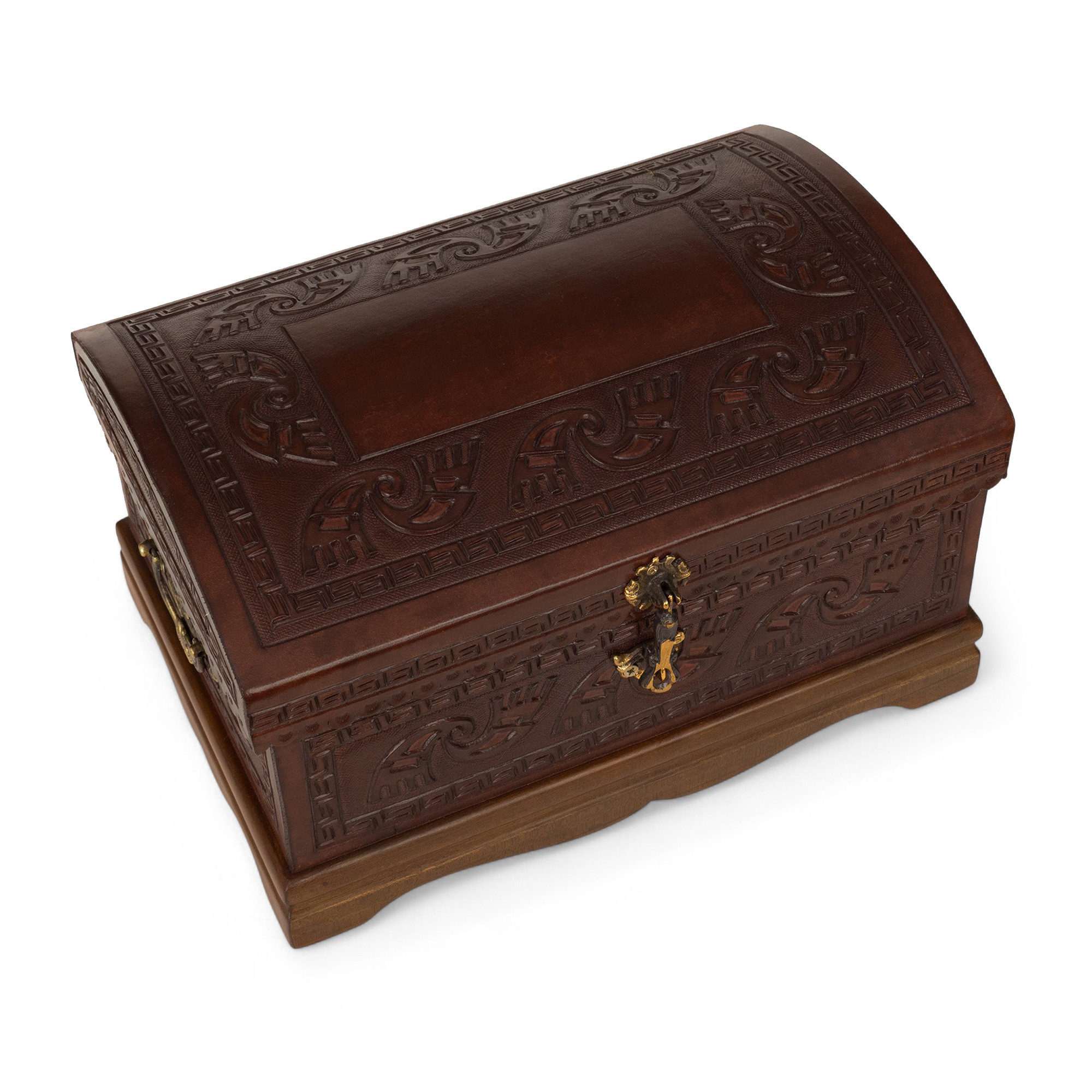 Dark Brown Leather Jewelry Chest from Peru - Dark Inca Sea | NOVICA
