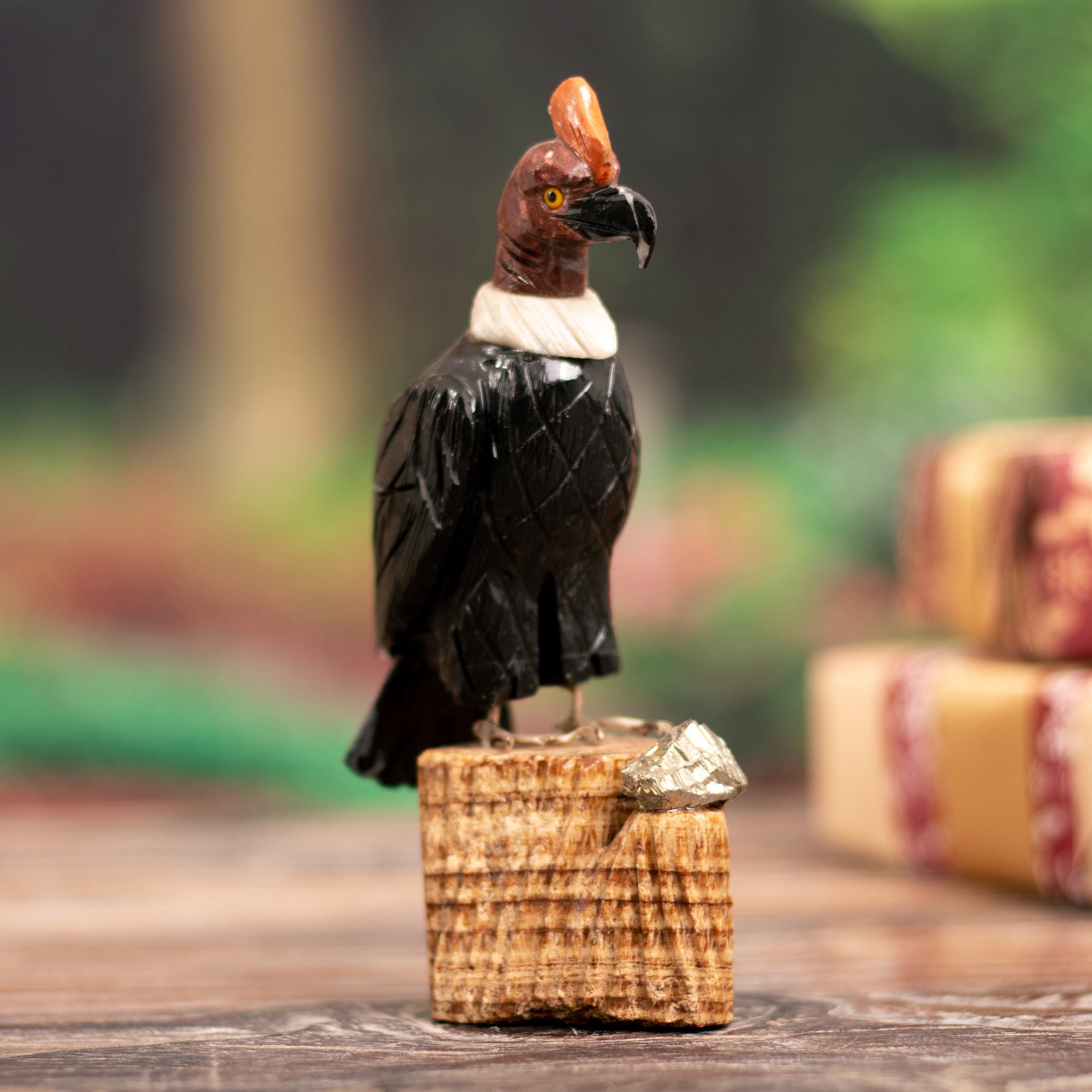 Handcrafted Andean Gemstone Bird Sculpture - Andean Condor | NOVICA