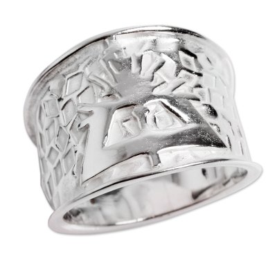 UNICEF Market | Nazca Theme Wide Sterling Silver Bird Ring - Bright ...