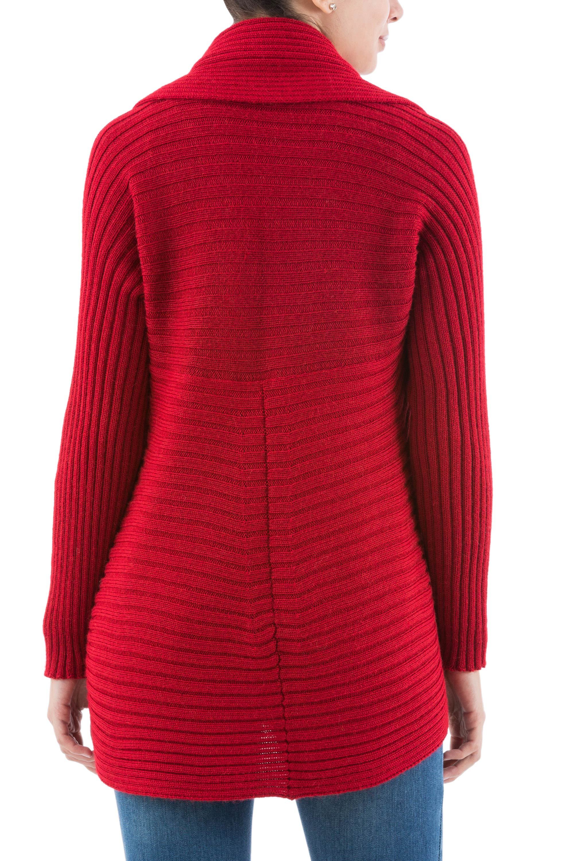 UNICEF Market | Knitted Cherry Red Alpaca Blend Open Front Cardigan ...