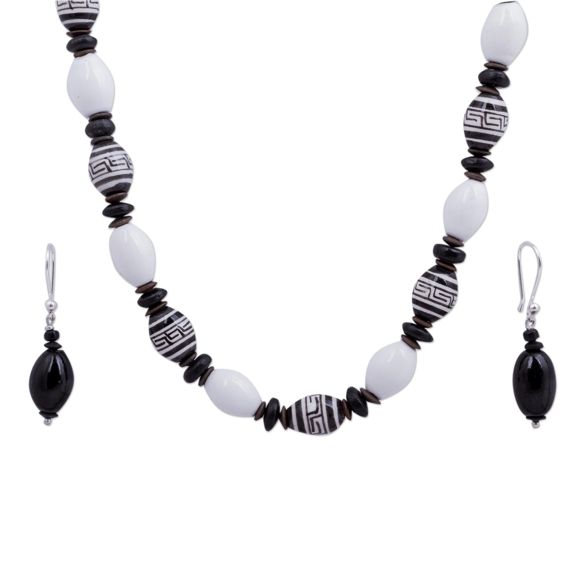 UNICEF Market | Black and White Handcrafted Ceramic Inca Jewelry Set ...