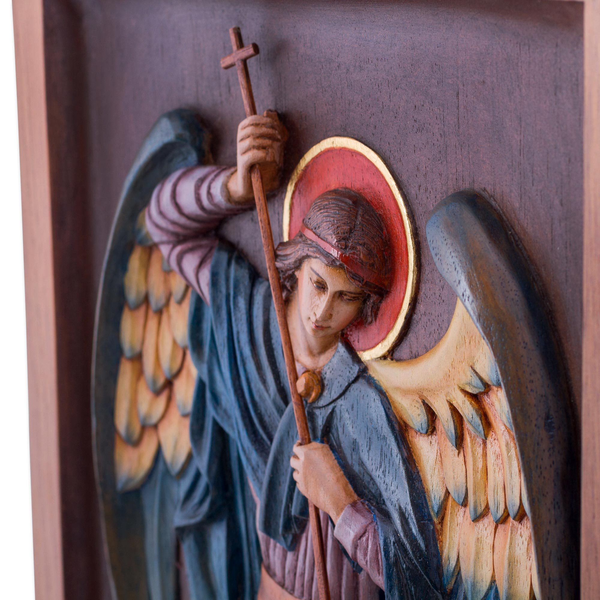 St Michael and Dragon Religious Wall Art Cedar Wood Panel - Saint ...