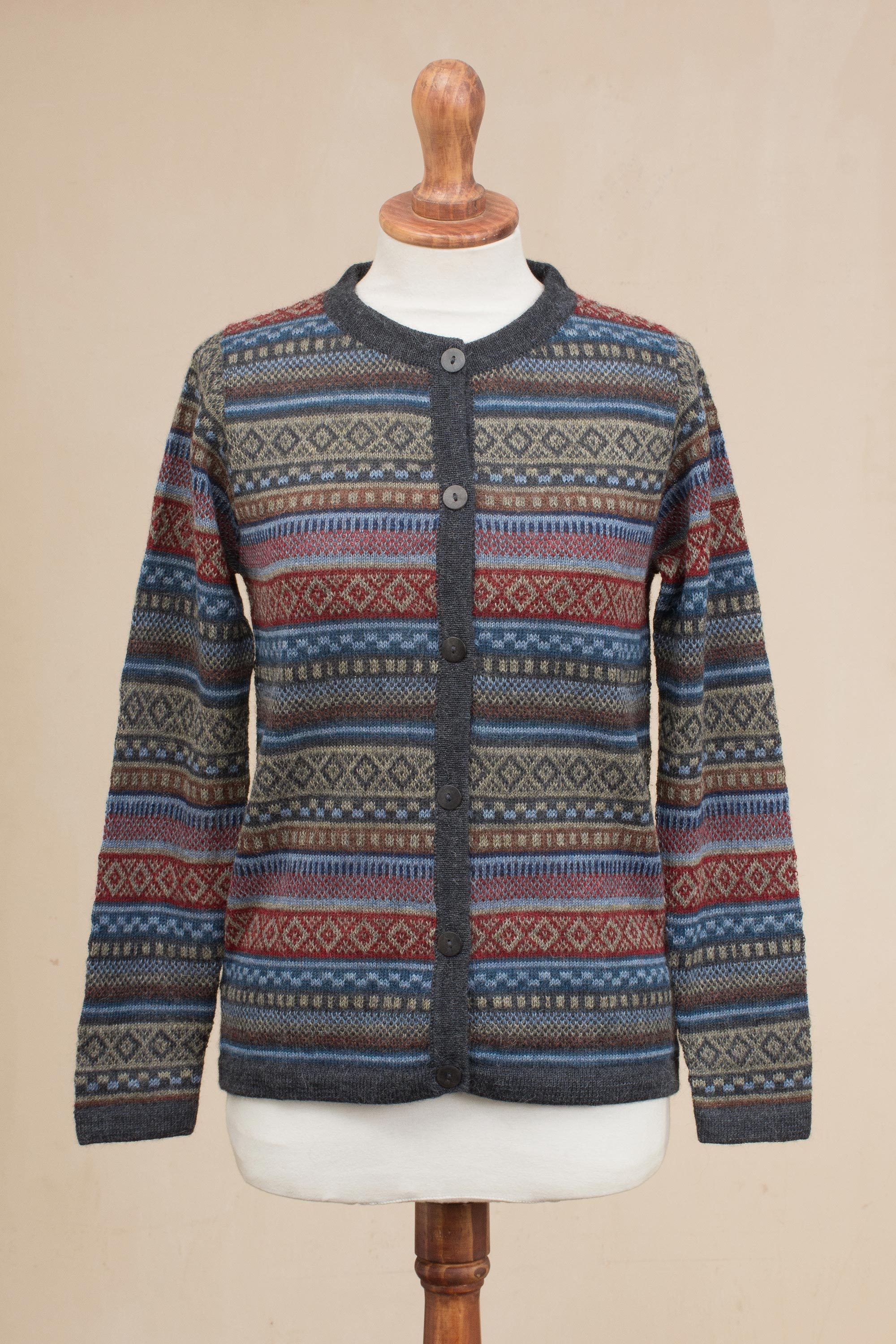 UNICEF Market | 100% Alpaca Cardigan with Buttons from Peru - Cozy Midnight