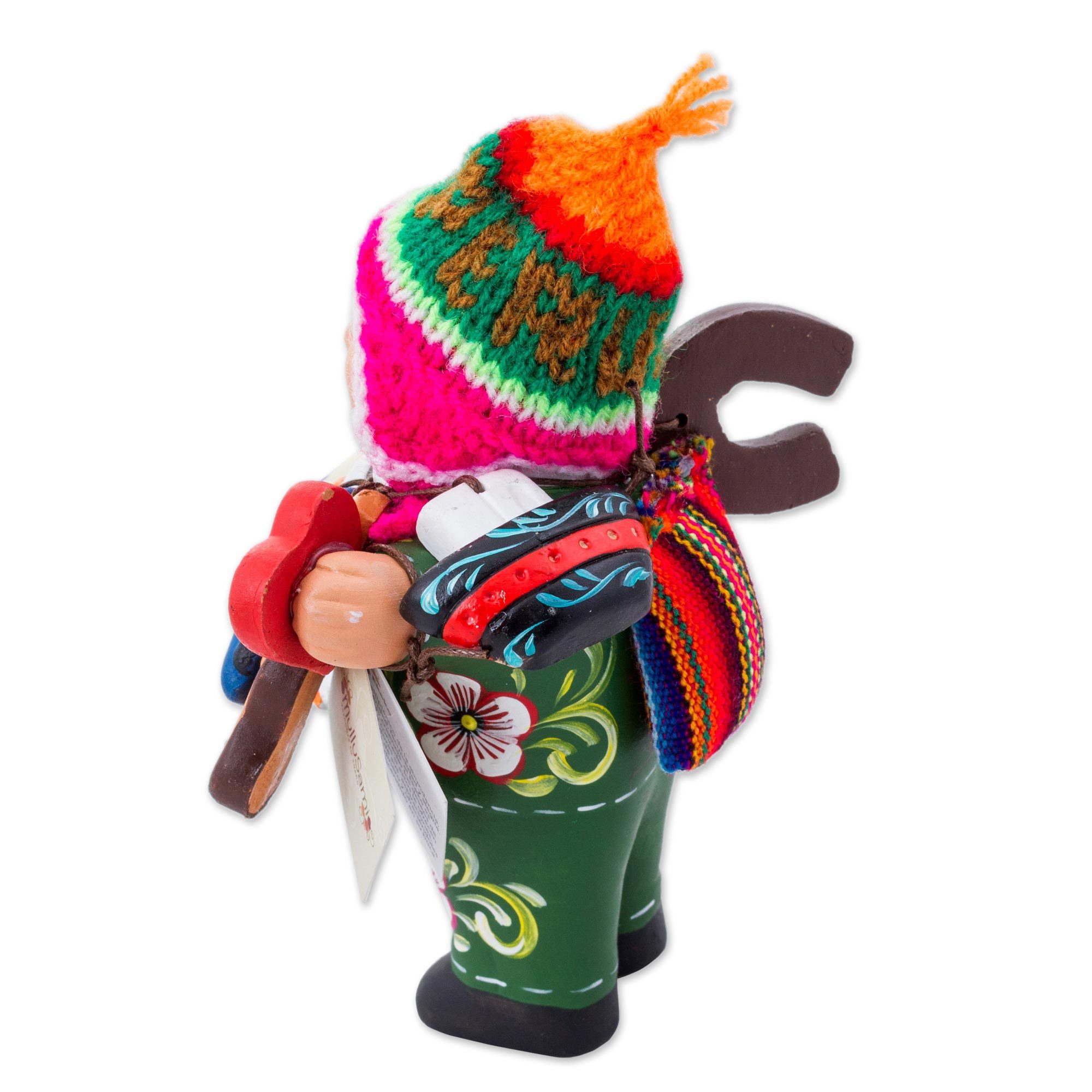 UNICEF Market | Painted Floral Ekeko Sculpture with Wool Cap from Peru ...