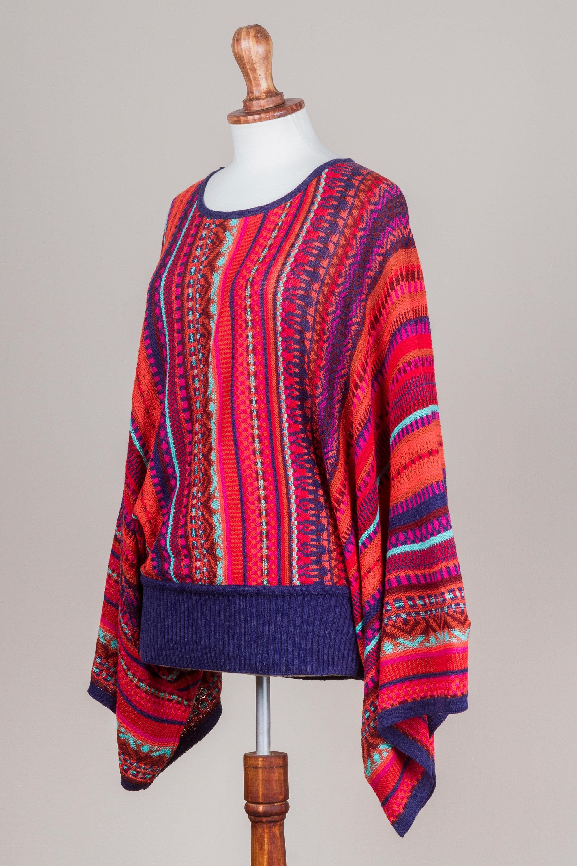 UNICEF Market | Peruvian Knit Bohemian Drape Sweater in Multicolor ...