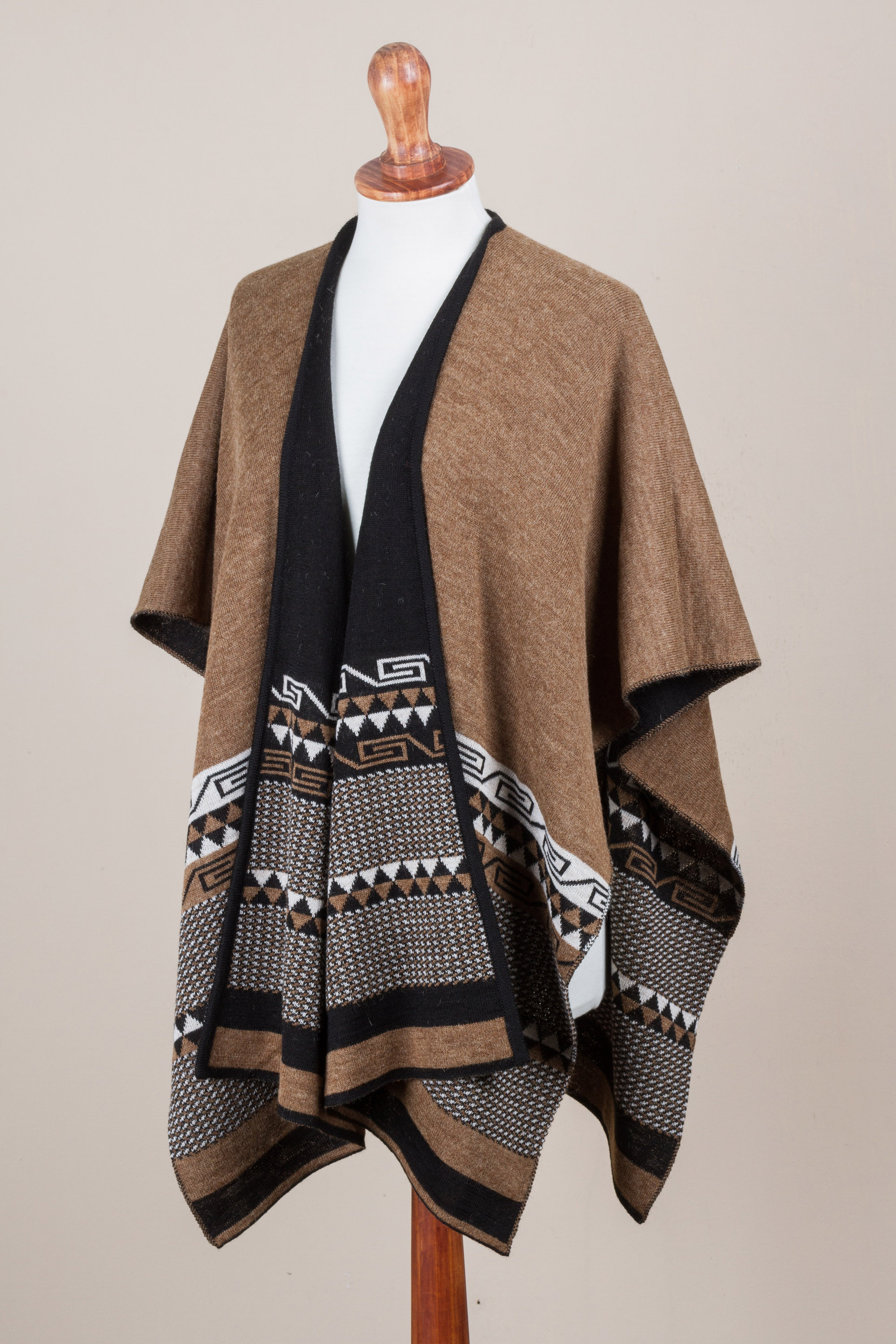 UNICEF Market | Reversible Alpaca Blend Ruana in Black and Golden Brown ...