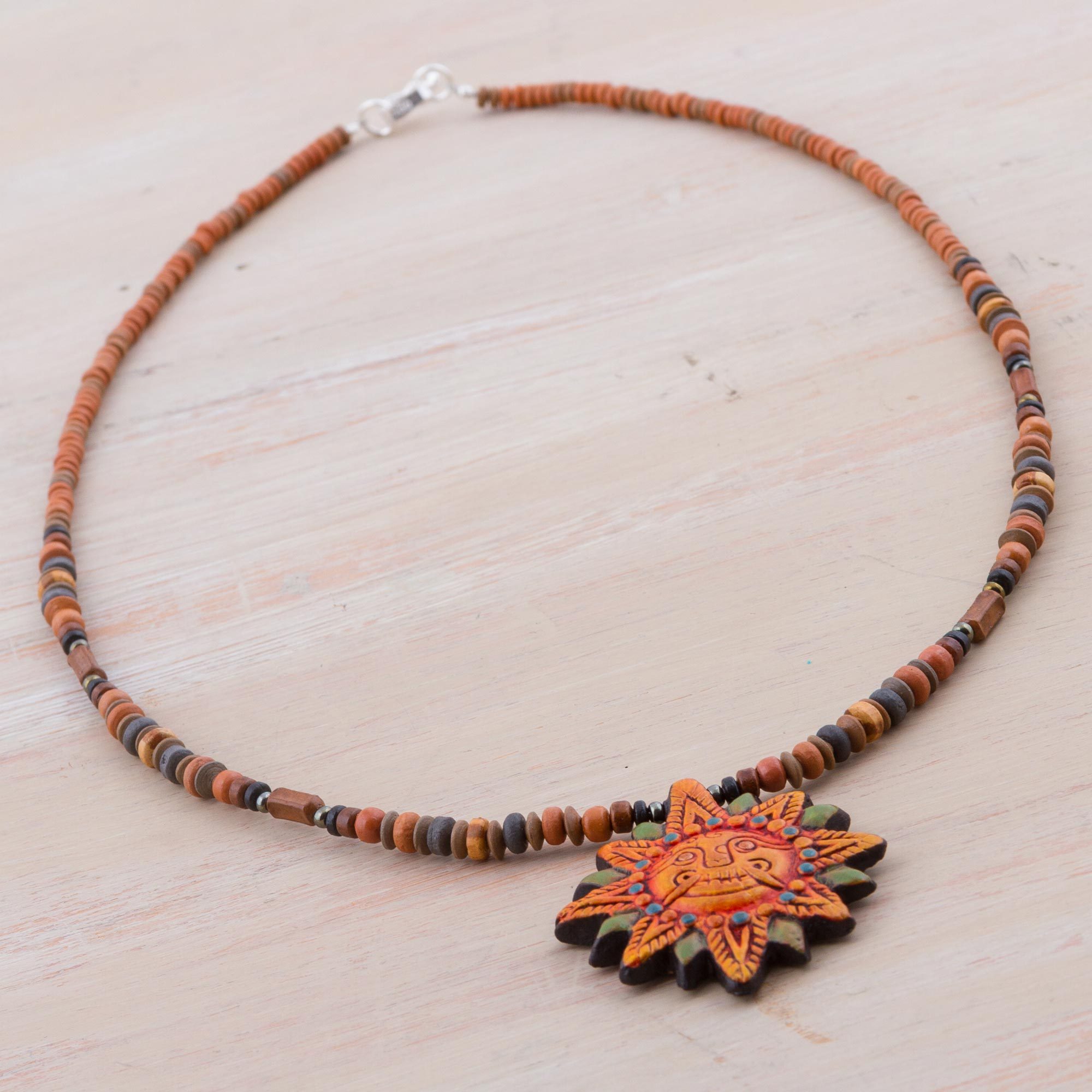 UNICEF Market | 925 Sterling Silver and Ceramic Inca Sun Necklace from ...