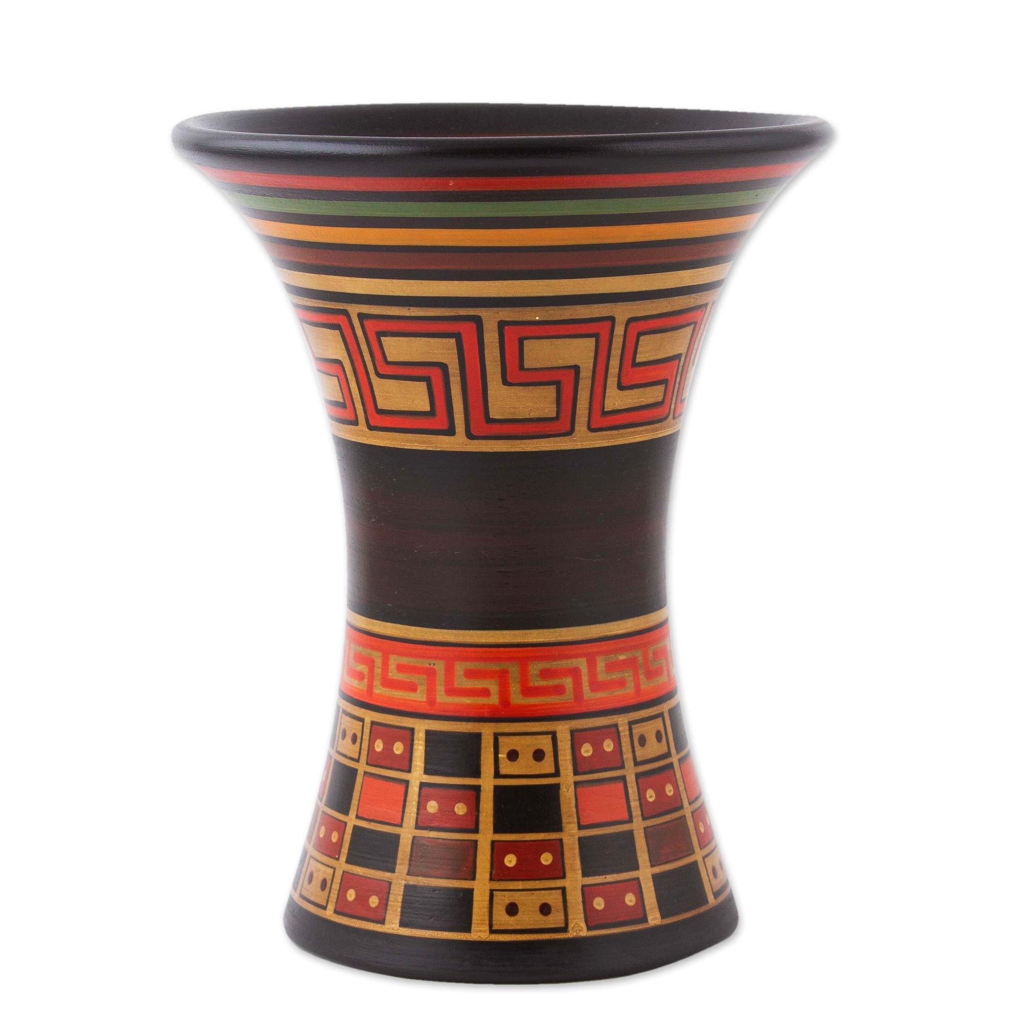 Handcrafted Ceramic Inca Geometric Kero Vase from Peru - Inca Mysticism ...
