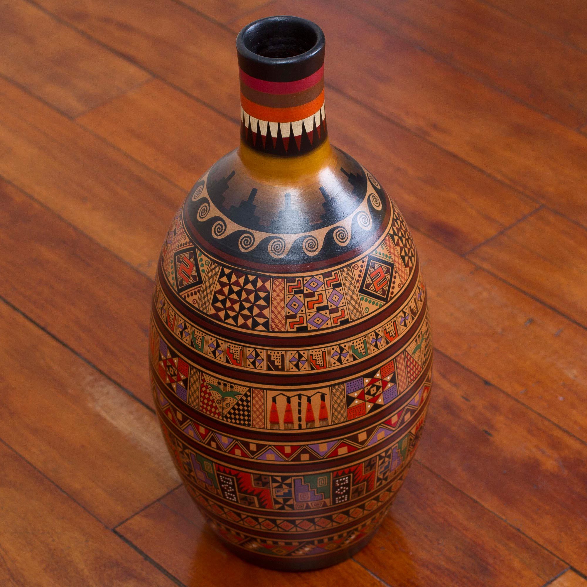 Handcrafted Ceramic Inca Decorative Vase from Peru - Inca Mixture | NOVICA