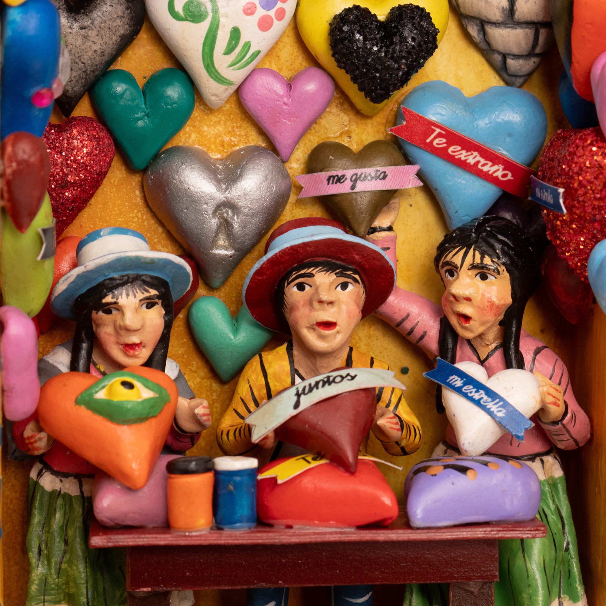 Handcrafted Wood Retablo with Hearts from Peru - Heart Shop | NOVICA