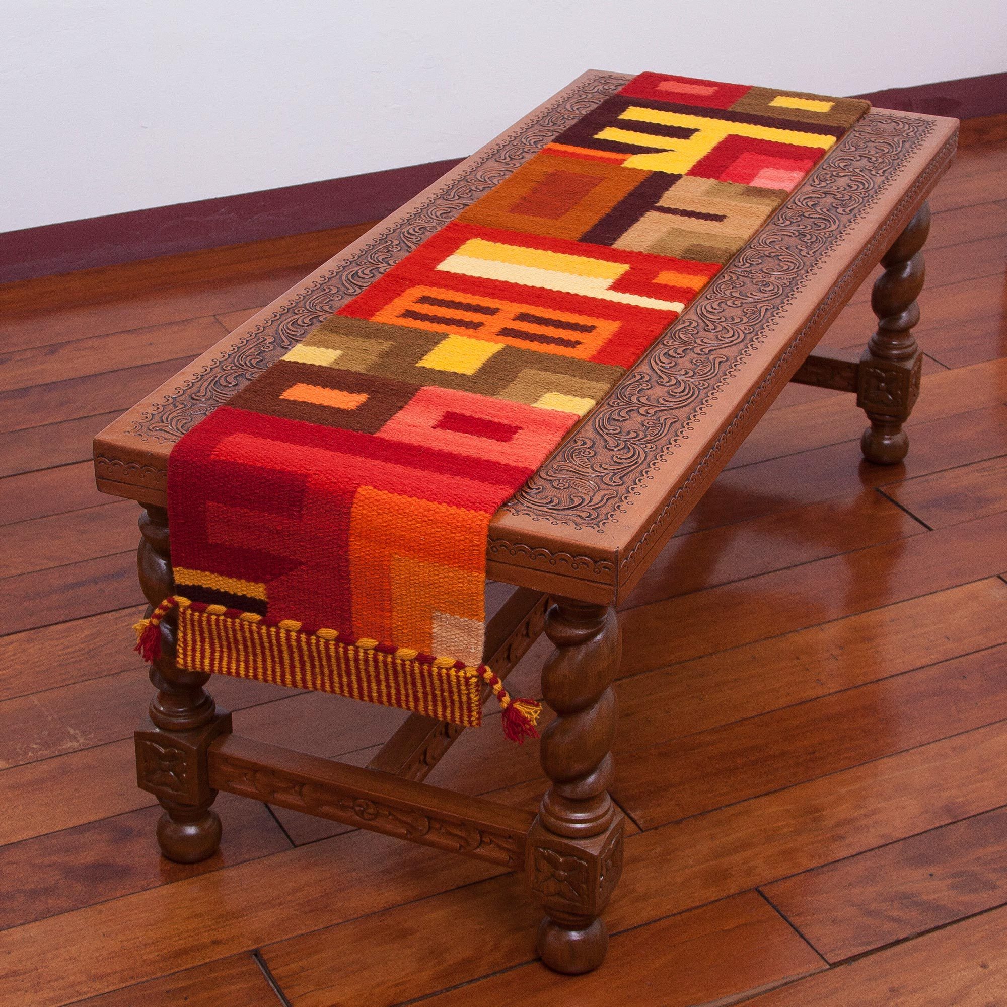 Handwoven Colorful Wool Blend Table Runner from Peru - Beauty in ...