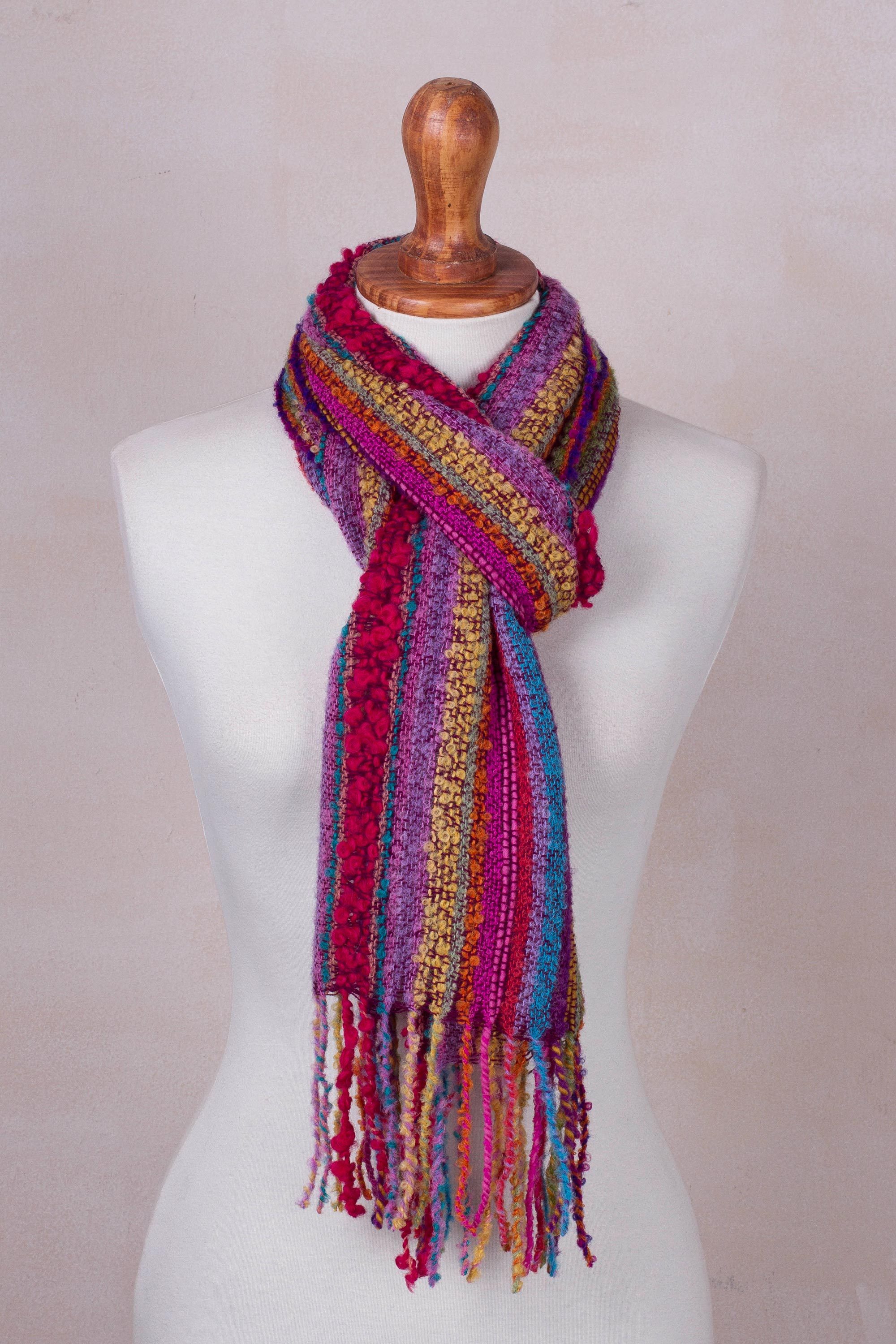 UNICEF Market | Baby Alpaca Blend Hand Woven Colorful Striped Scarf ...