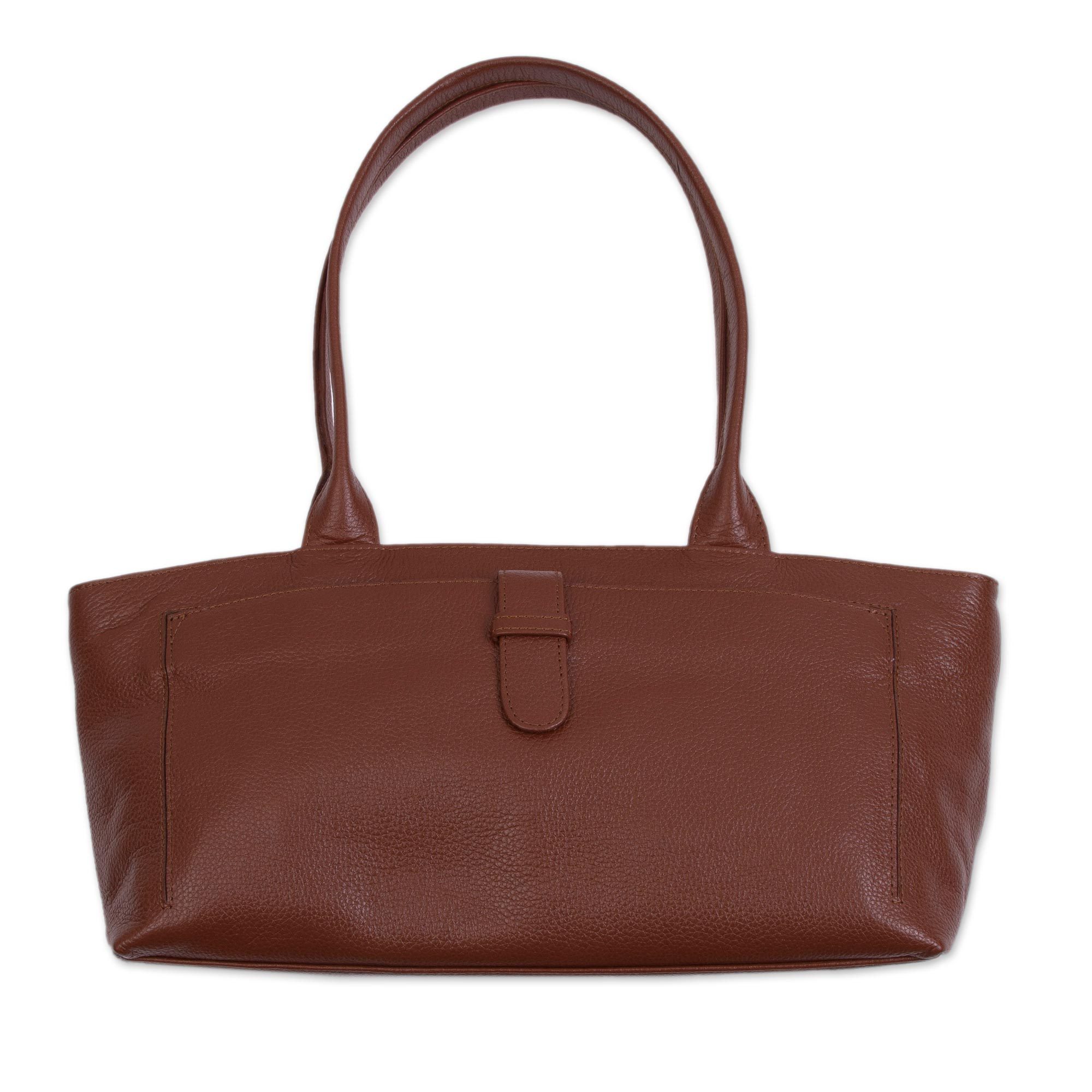 UNICEF Market | Handcrafted Russet Leather Baguette Handbag from Peru ...