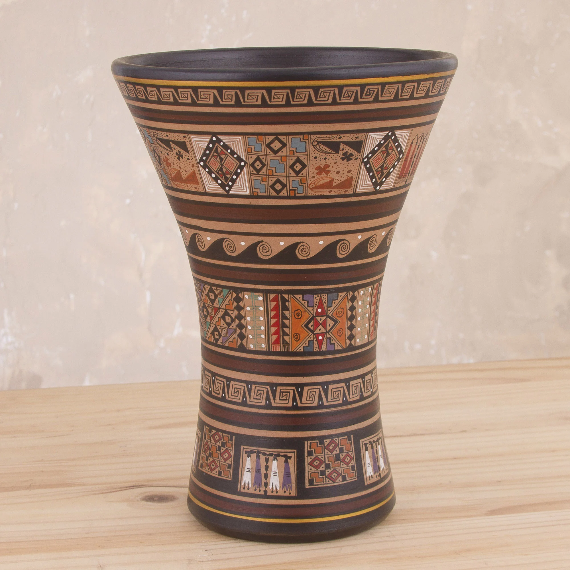 Traditional Inca-Style Ceramic Decorative Vase from Peru - Sacred Kero ...