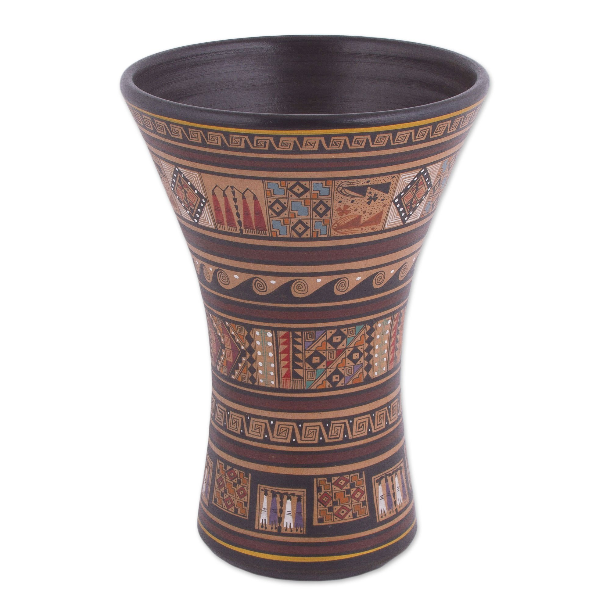 Traditional Inca-Style Ceramic Decorative Vase from Peru - Sacred Kero ...