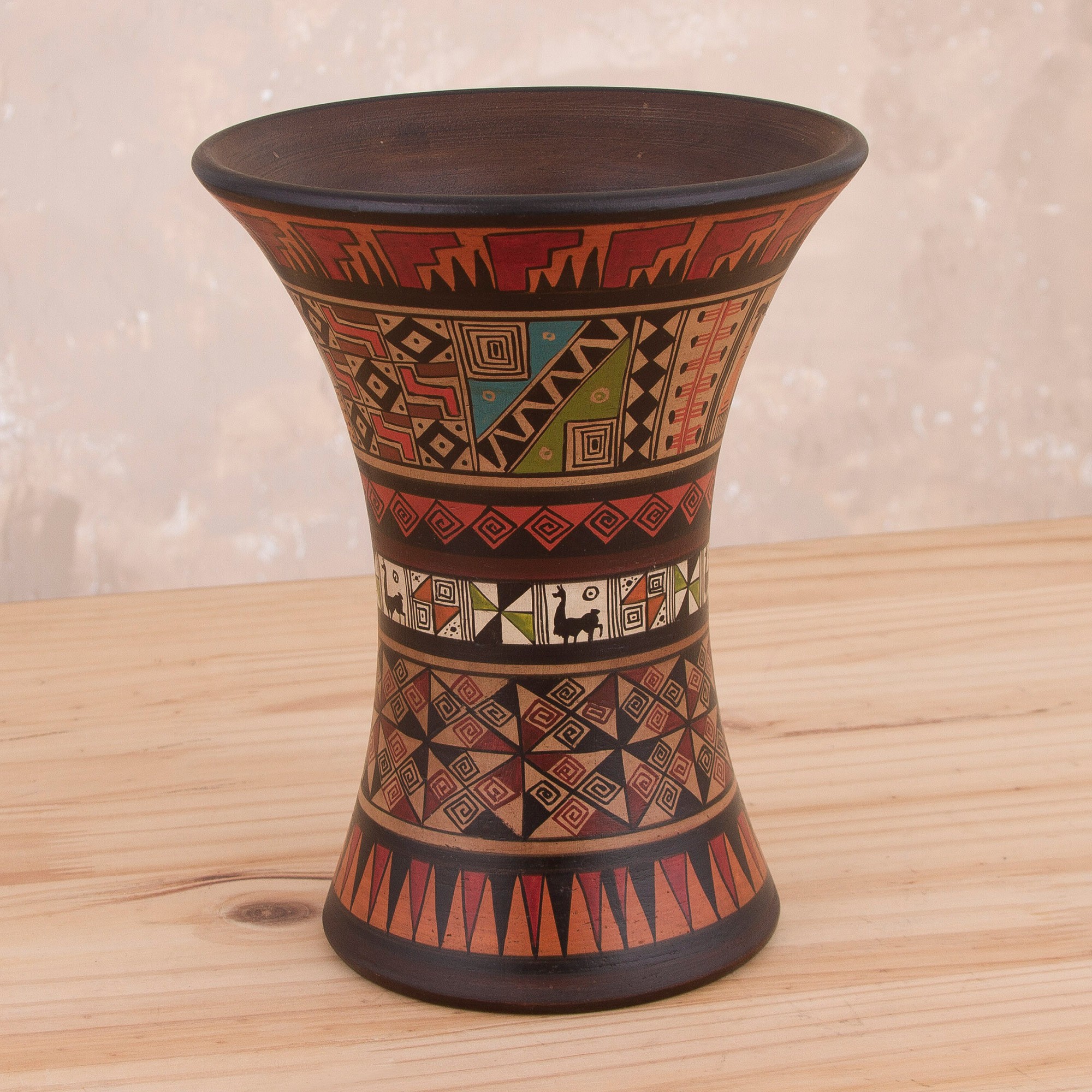 Cultural Inca-Style Ceramic Decorative Vase from Peru - Ceremonial Kero ...