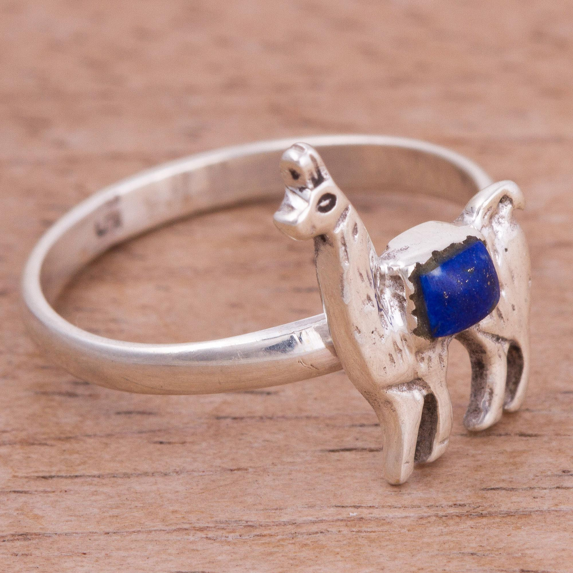 UNICEF Market | Lapis Lazuli and Silver Llama Cocktail Ring from Peru ...