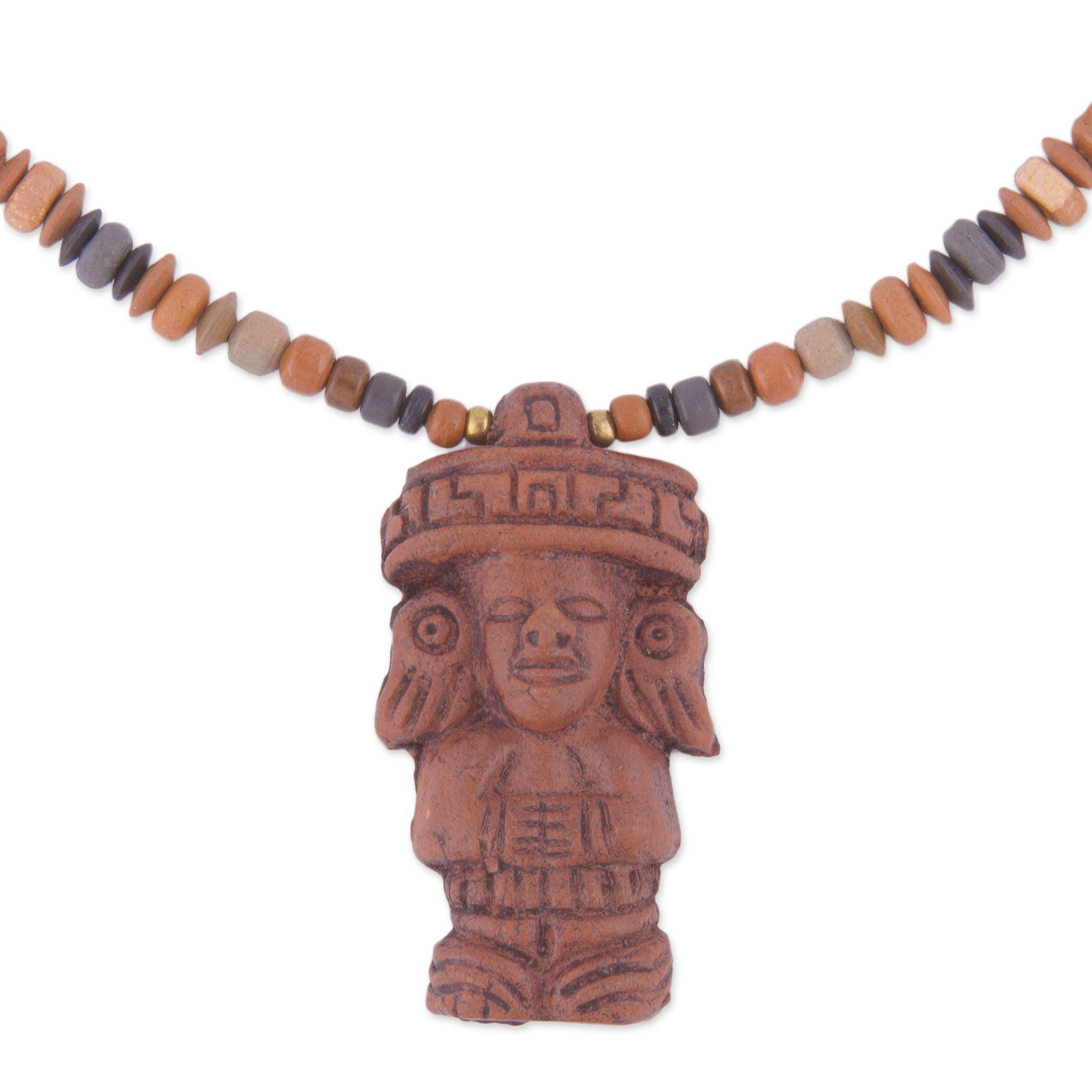 Inca-Themed Ceramic Beaded Pendant Necklace from Peru - Inca Monarch ...
