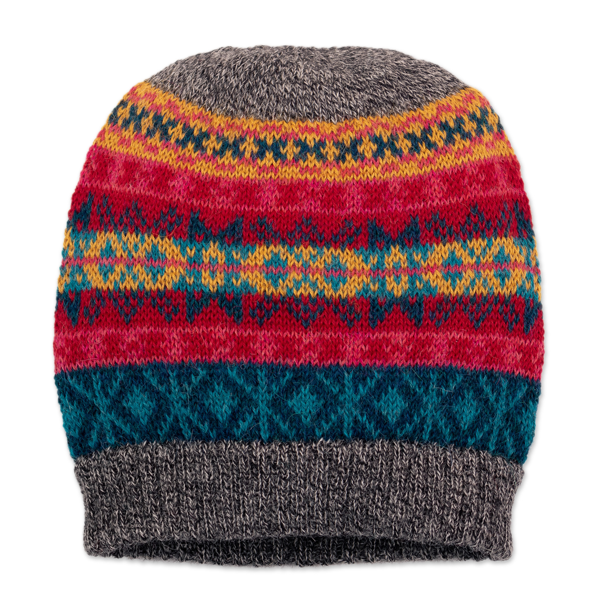 UNICEF Market | Multicolored Knit 100% Alpaca Hat from Peru ...