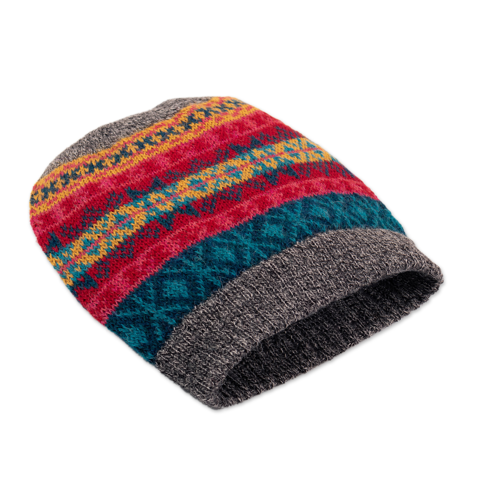 UNICEF Market | Multicolored Knit 100% Alpaca Hat from Peru ...
