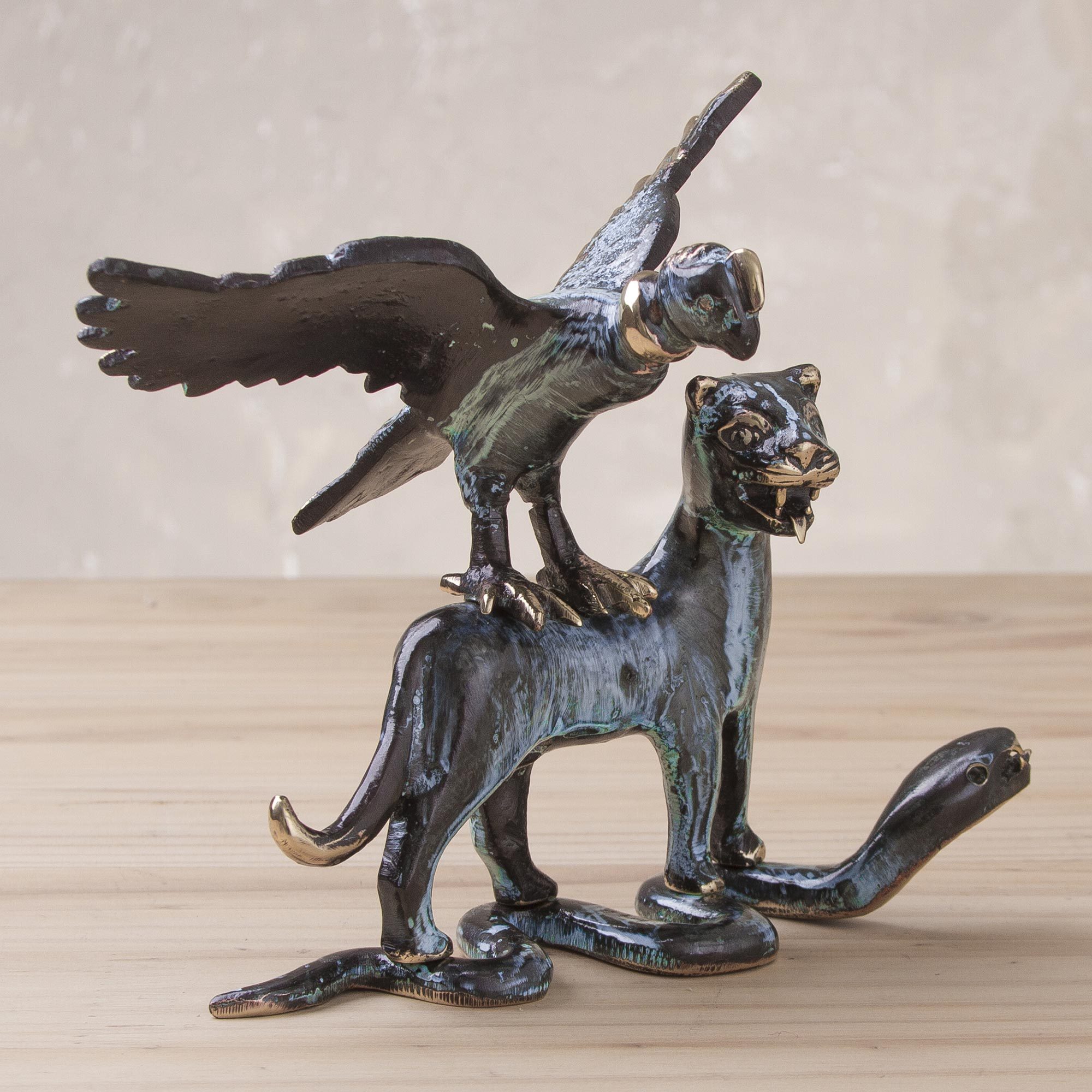 Condor, Puma, Serpent Bronze Statuette of Inca Trilogy - Incan Trilogy ...