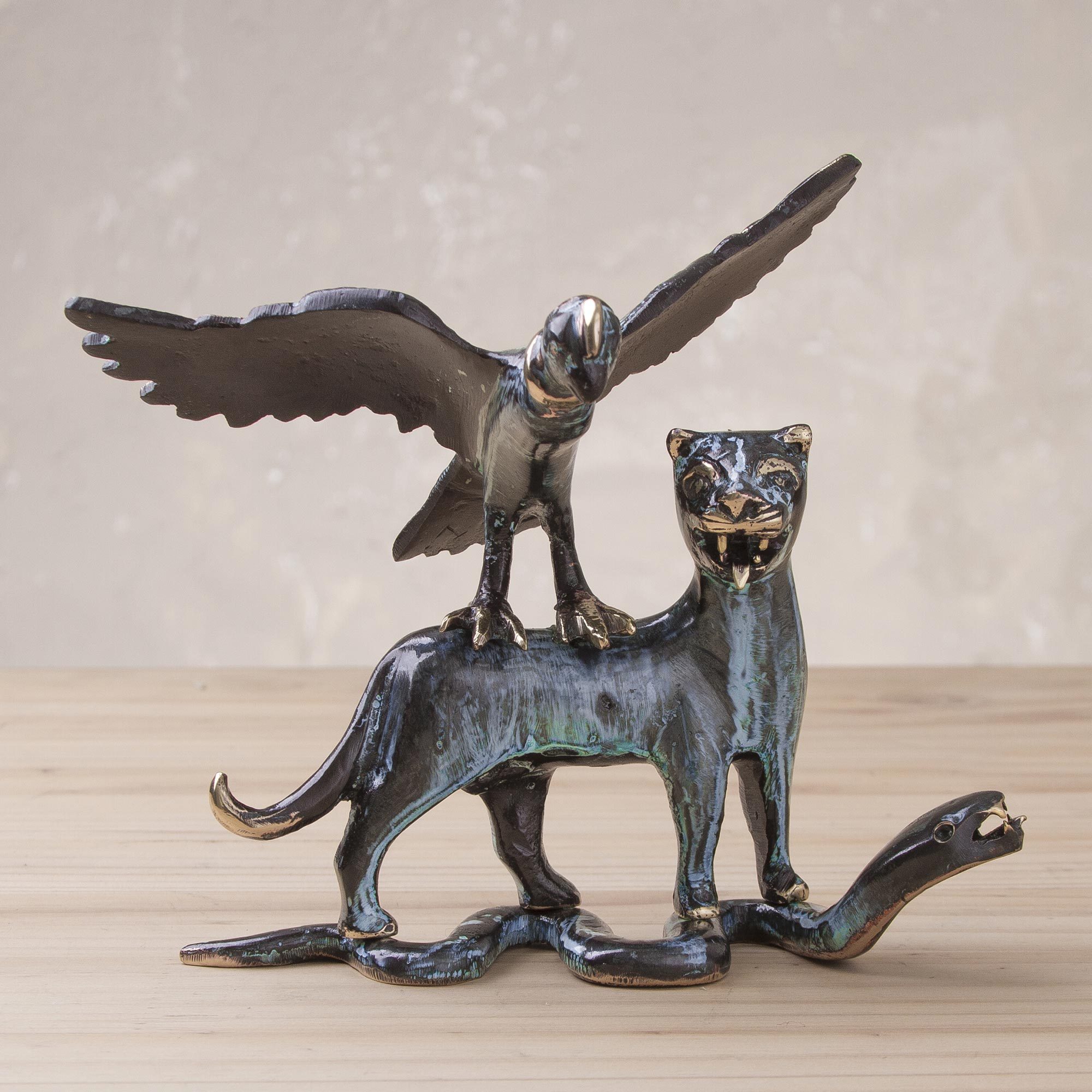 Condor, Puma, Serpent Bronze Statuette of Inca Trilogy - Incan Trilogy ...