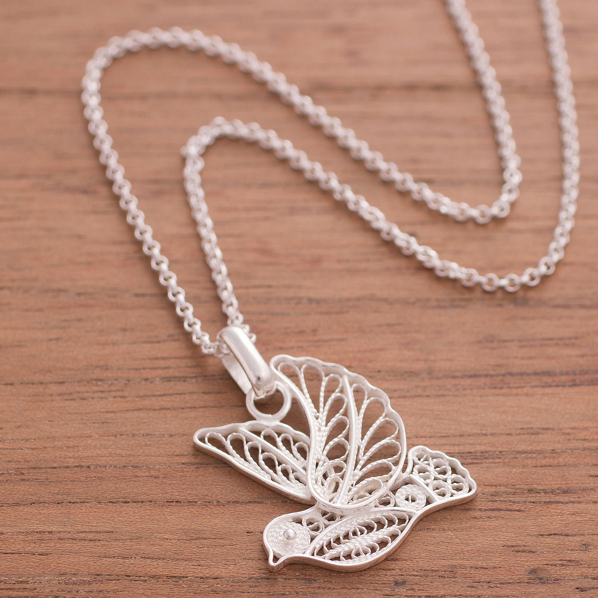 UNICEF Market | Handcrafted Sterling Silver Filigree Dove Pendant ...