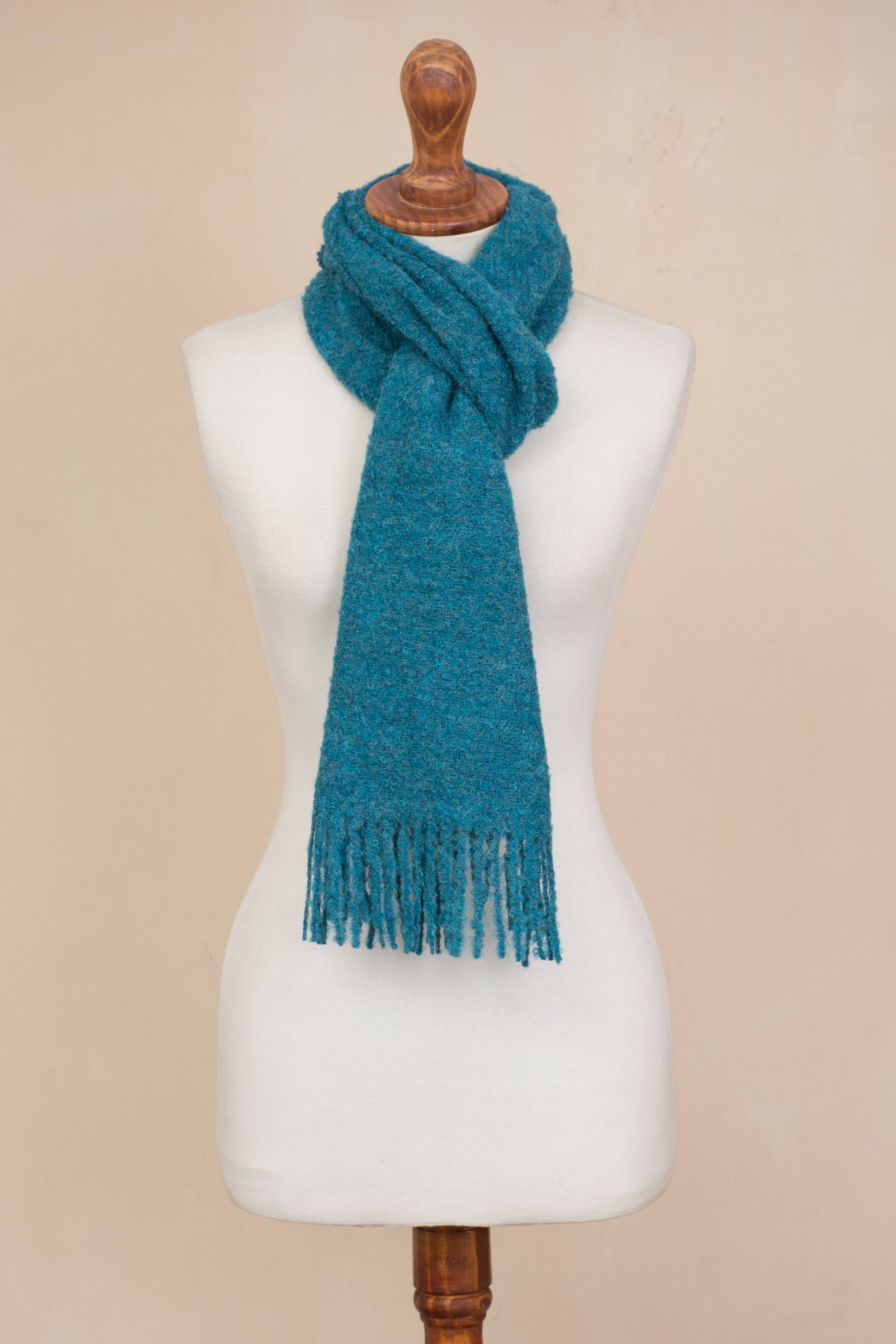 UNICEF Market | 100% Alpaca Wrap Scarf in Solid Teal from Peru - Andean ...
