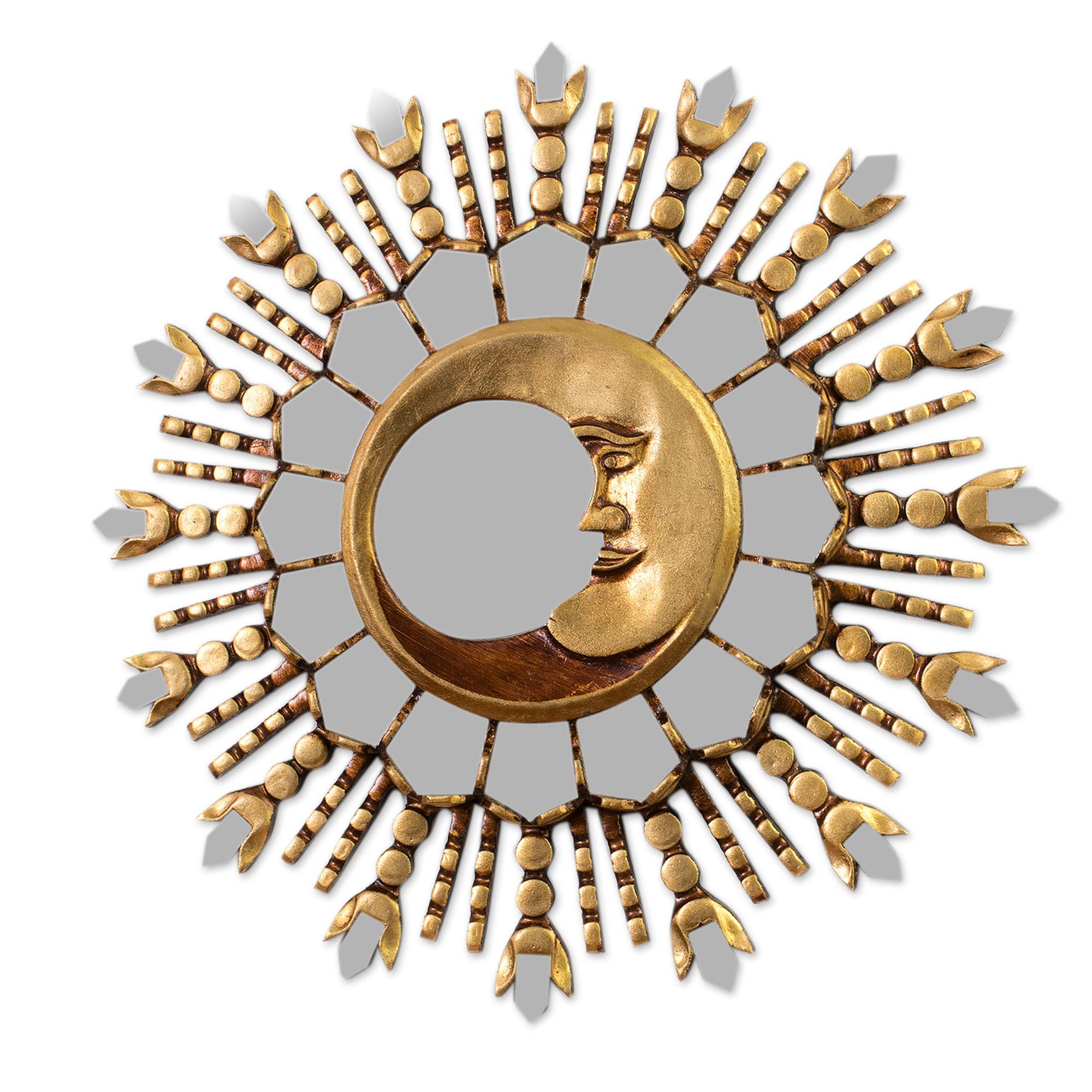 UNICEF Market | Sparkling Crescent Moon Bronzed Wood Wall Mirror - Moon ...