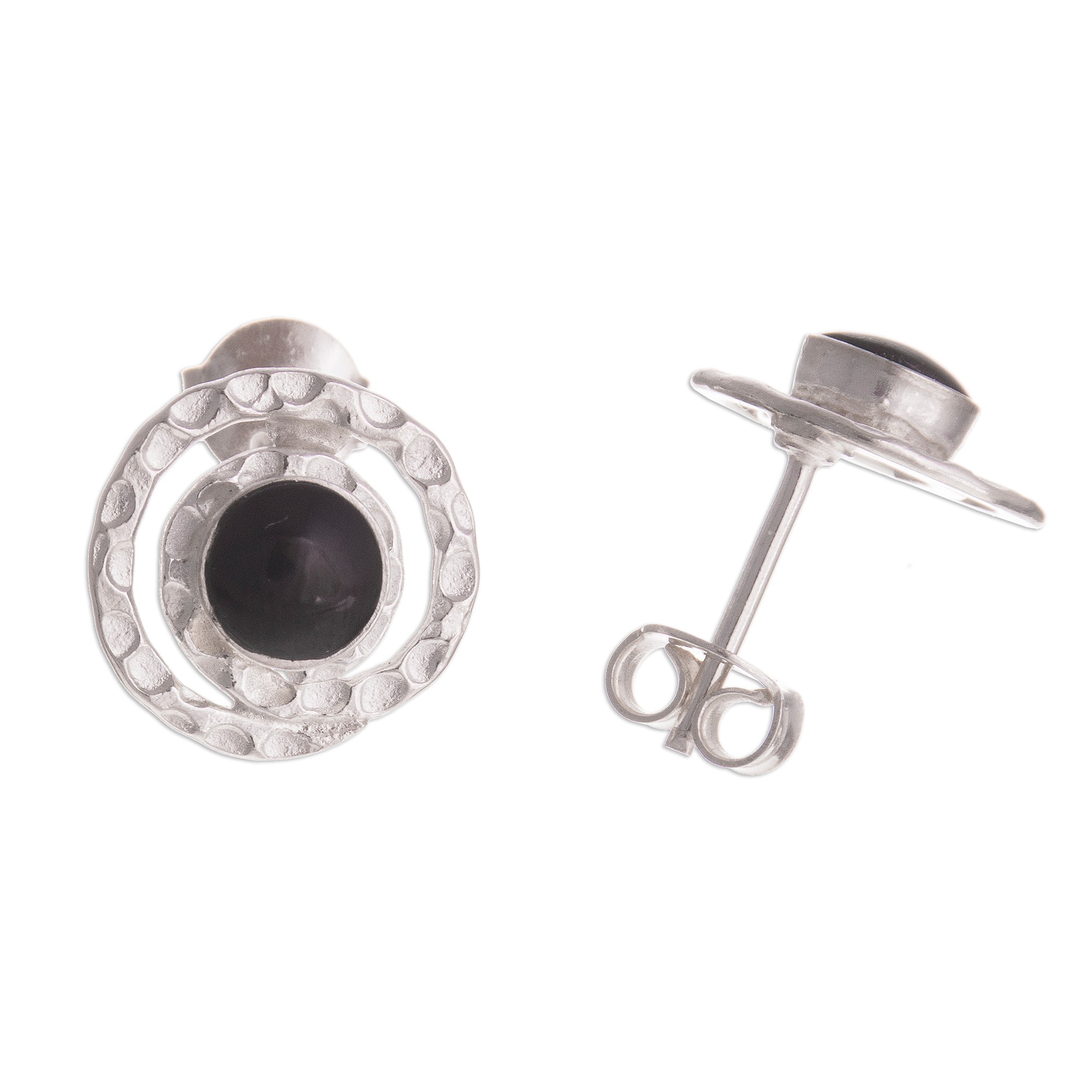 UNICEF Market | Modern Obsidian Stud Earrings from Peru - Cuzco Aura