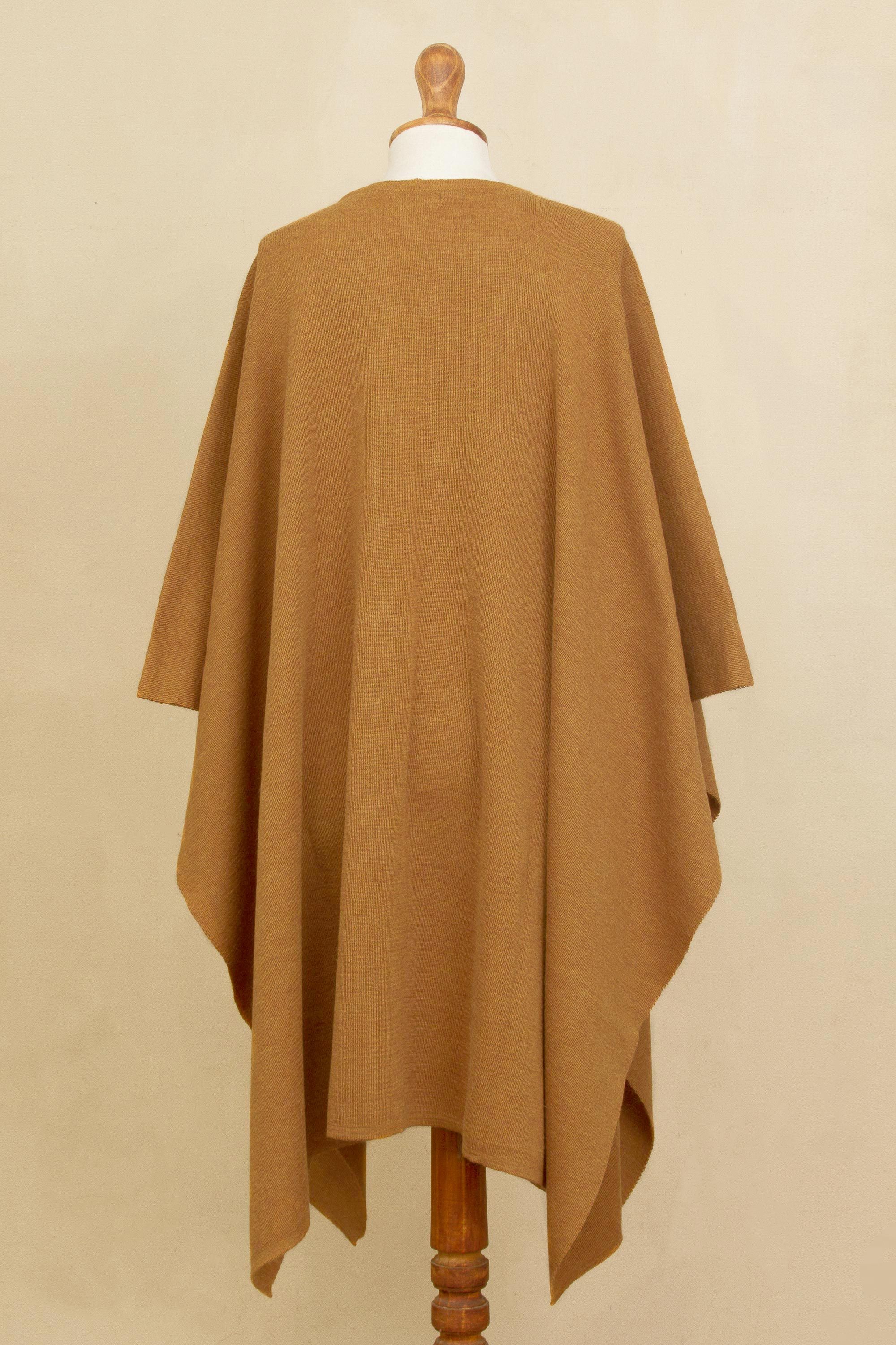 Knit Alpaca Blend Ruana in Sunrise from Peru - Elegant Fashion in ...